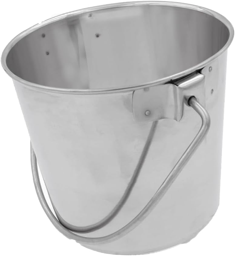 INDIPETS Heavy Duty Pail: Pet Water and Food Bowl | 6 Quart, Stainless ...