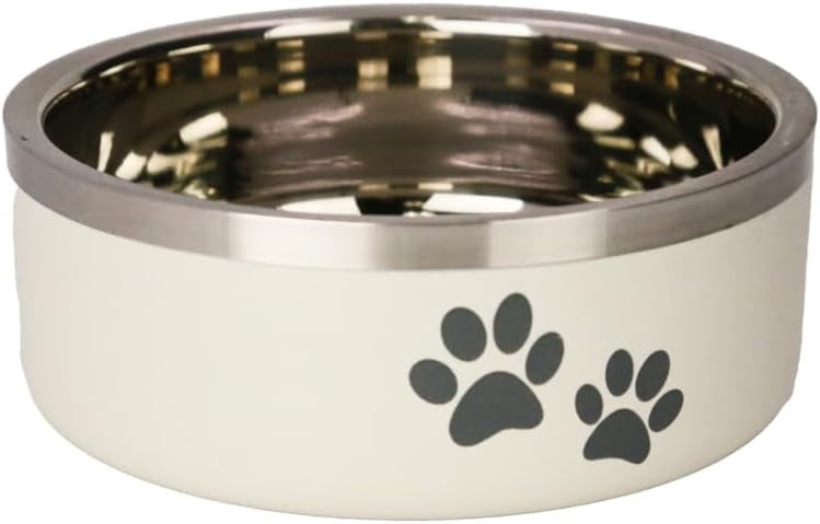 INDIPETS Max Double Wall Pet Bowls with Buttermilk: Non-Skid Pet Water ...