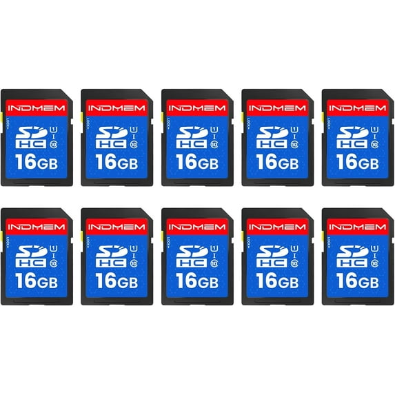 INDMEM SD Card 16GB, 10-Pack UHS-I Class 10 MLC Flash Memory Card, High ...