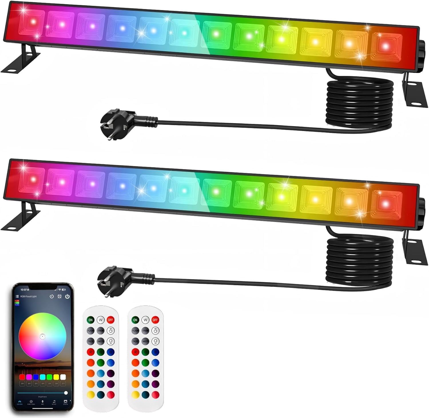 INDMIRD 2 Pack RGB LED Spotlight 30 W, RGB Spotlight Outdoor with 360 ...