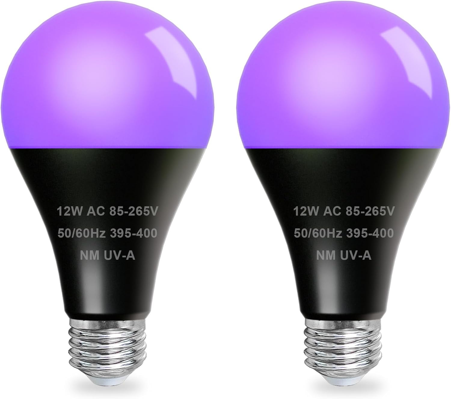 INDMIRD 2 Pack UV Black Light Bulbs, 12W LED Blacklight Bulb, E26/A19 ...