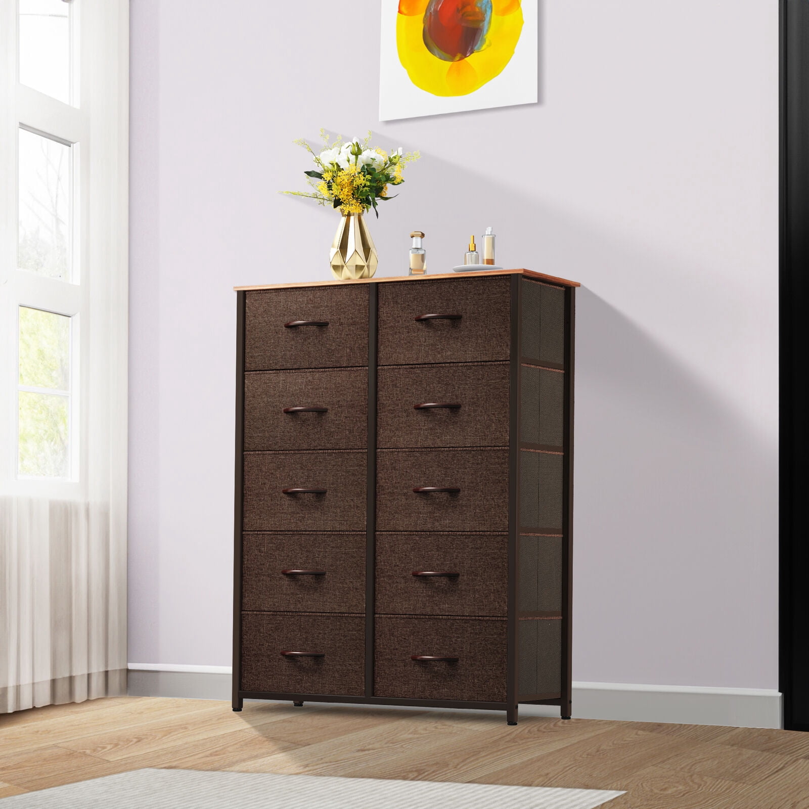 INDSUMOT 10 Drawers Dresser, Fabric Dresser for Living Room, Organizer ...
