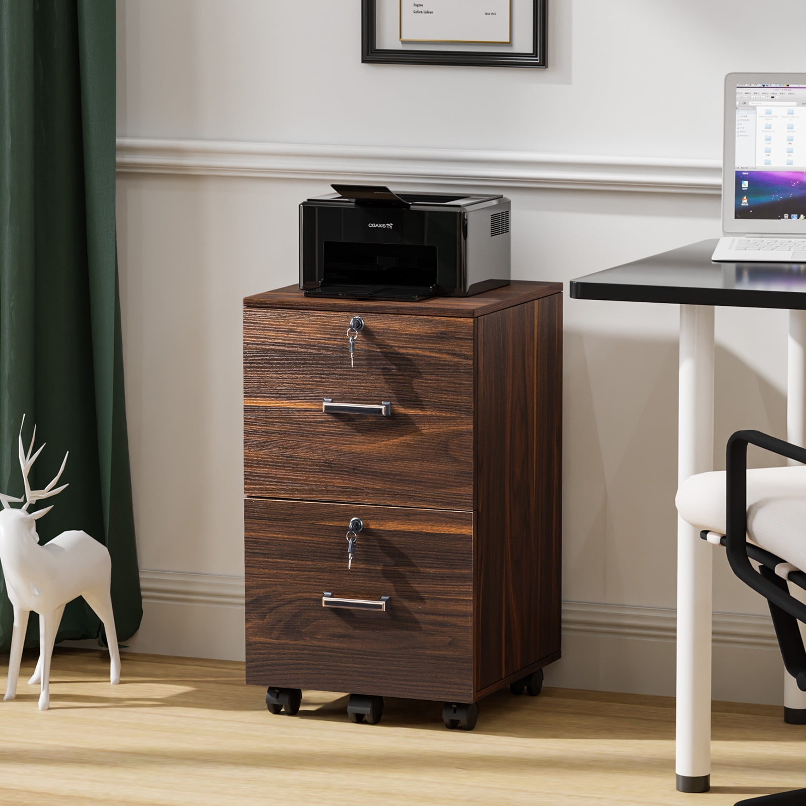 INDSUMOT 2-Drawer File Cabinet, Small Rolling Filing Cabinet for Home ...