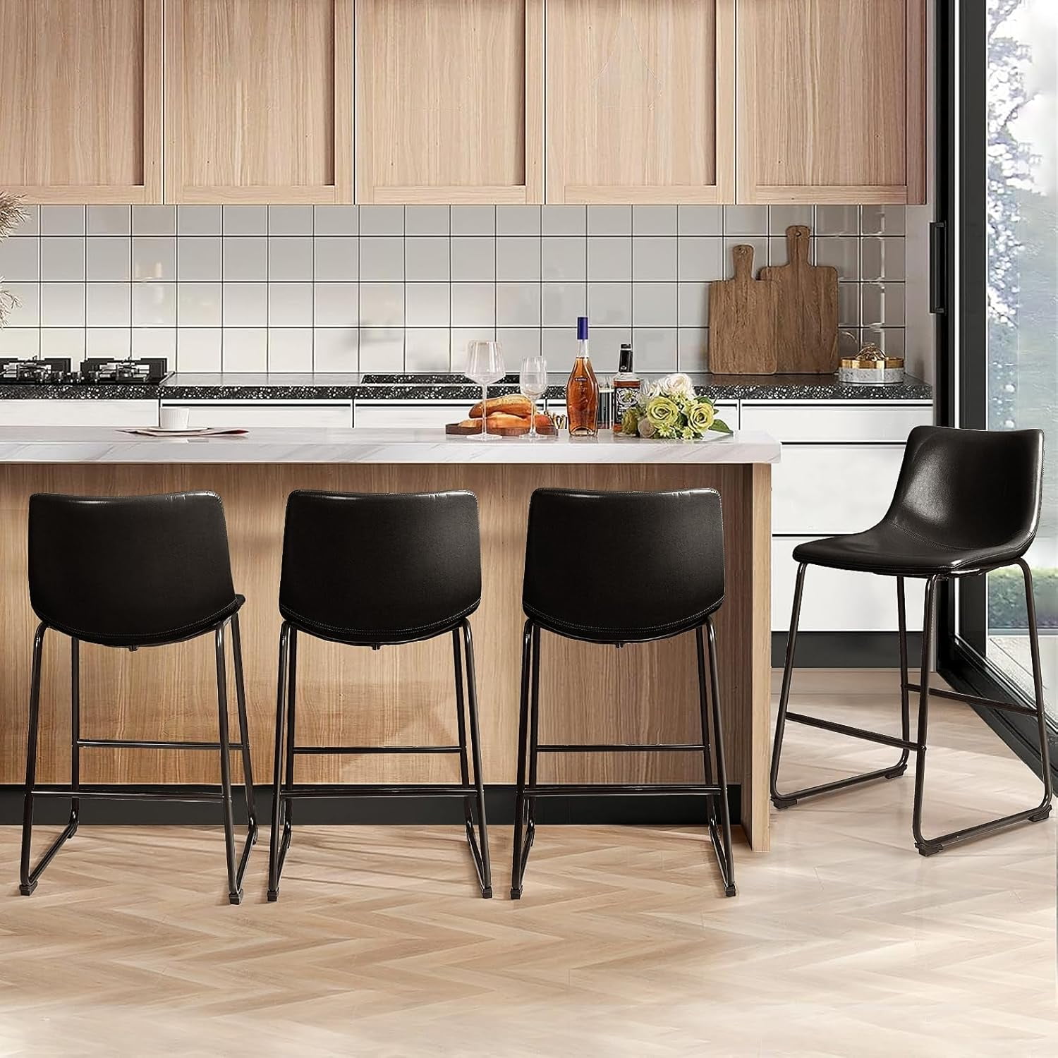 INDSUMOT 26 inch Bar Stools Set of 4,Counter Height Bar Stools with ...