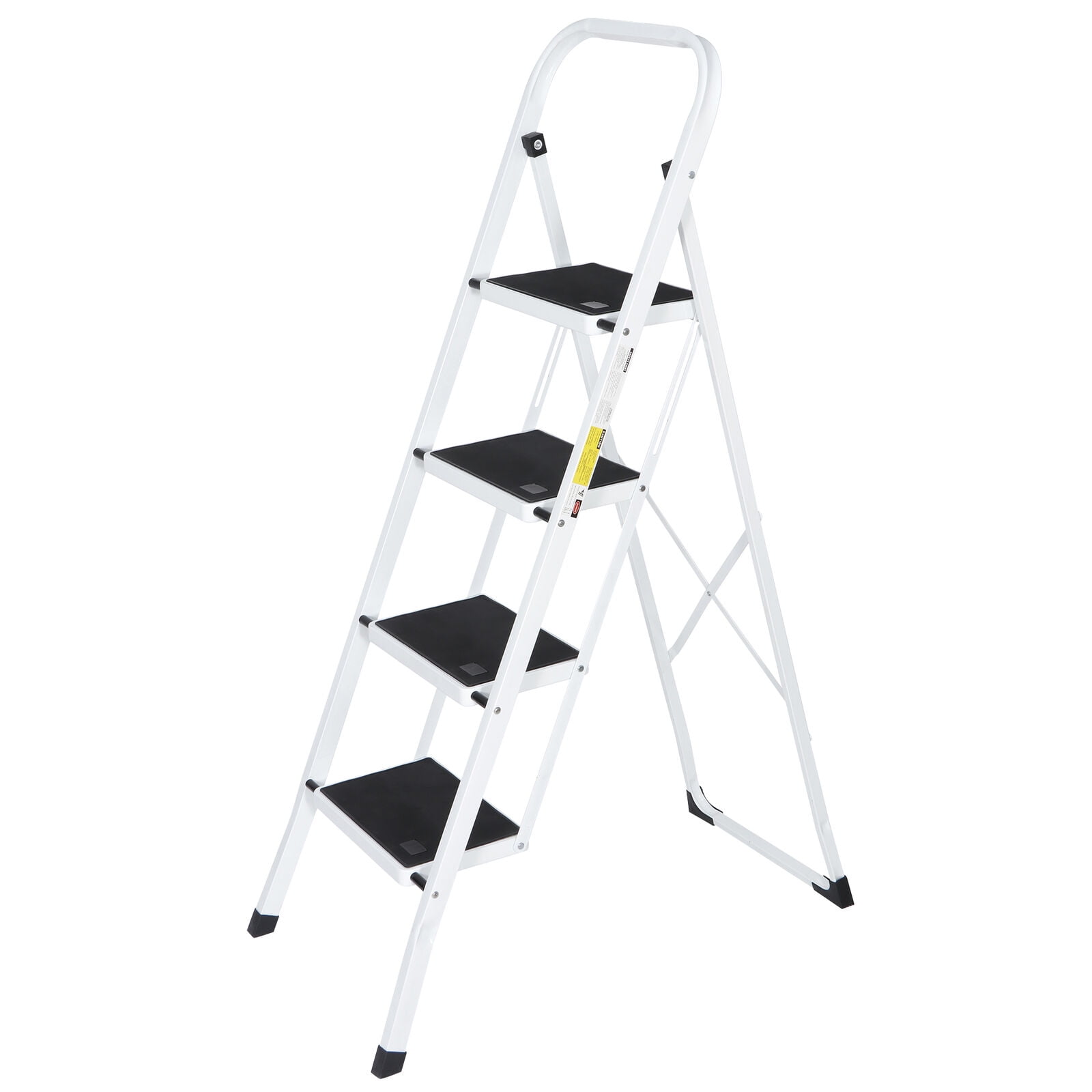 INDSUMOT 4-Step Portable Folding Heavy-Duty Steel Ladder with Hand Rail ...