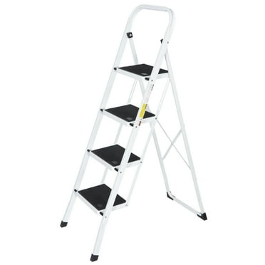INDSUMOT 4-Step Portable Folding Heavy-Duty Steel Ladder w/Hand Rail ...