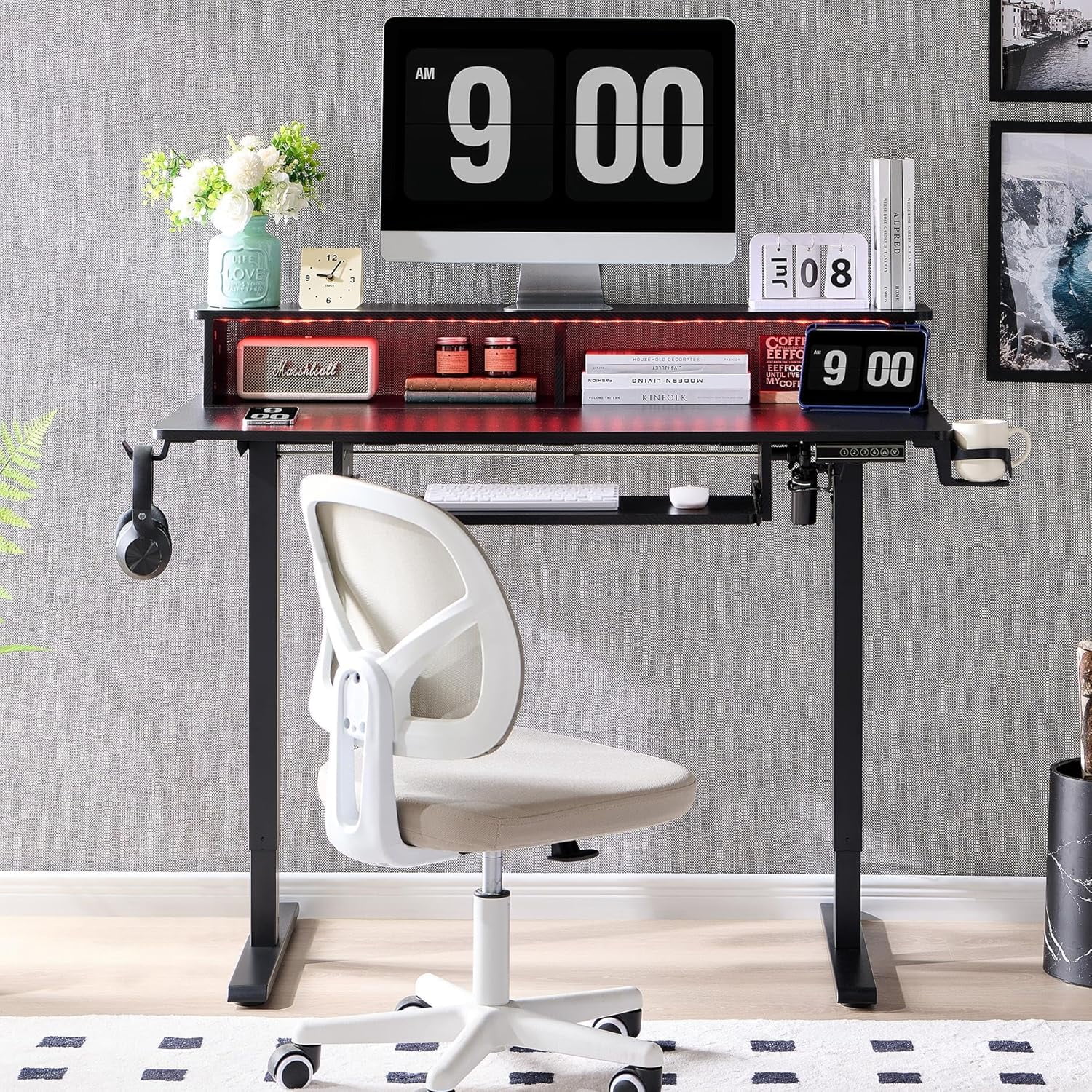 INDSUMOT 48" Electric Standing Desk Adjustable Height, Sit Stand Up ...