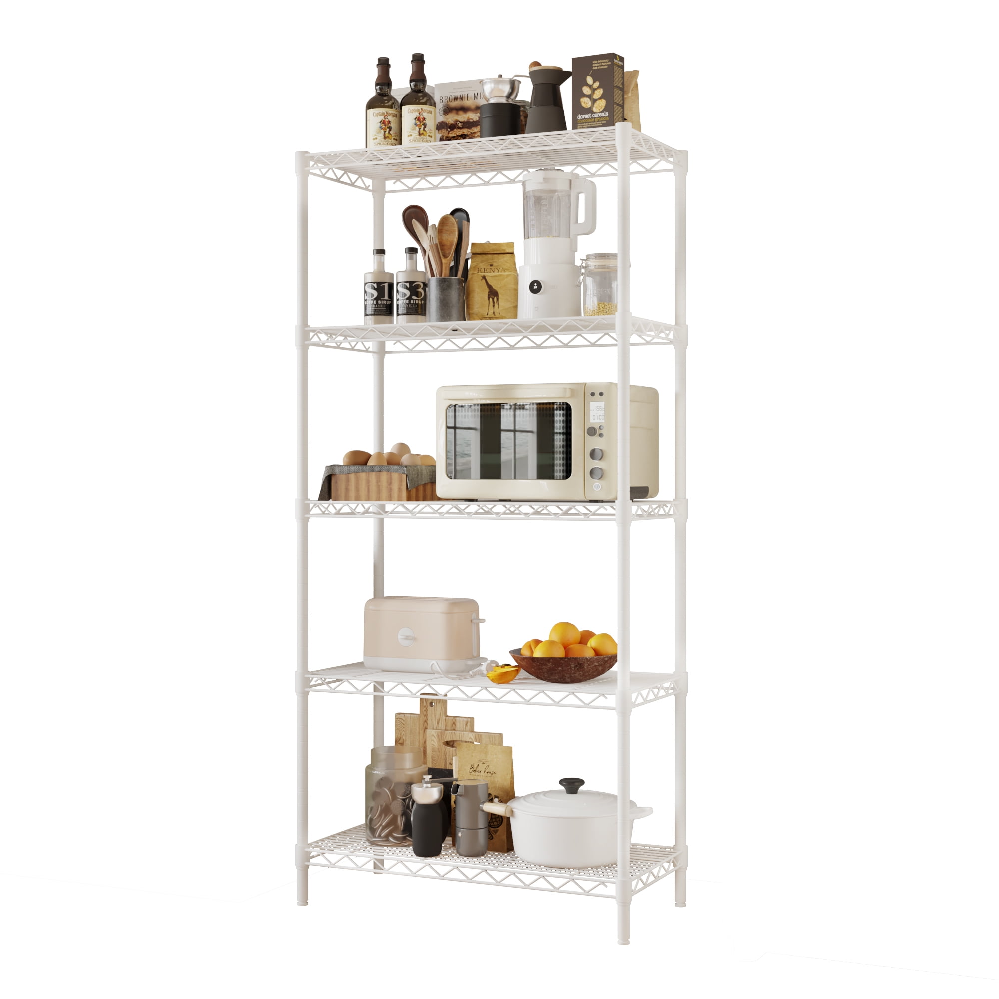INDSUMOT 5-Tier Metal Wire Shelving Unit Snack Shelf Height Adjustable ...