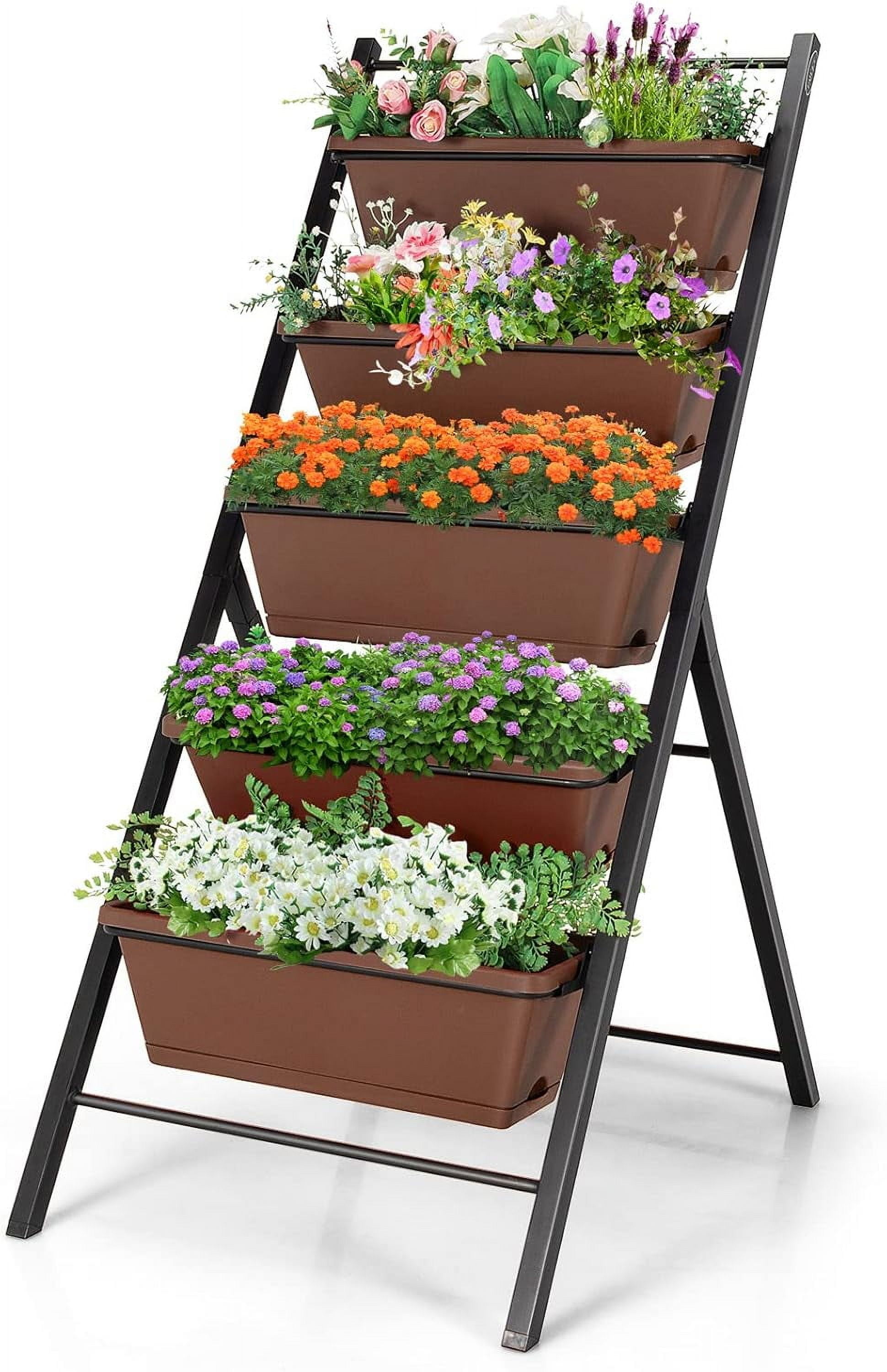 INDSUMOT 5-Tier Vertical Raised Garden Bed, Freestanding Garden Planter ...
