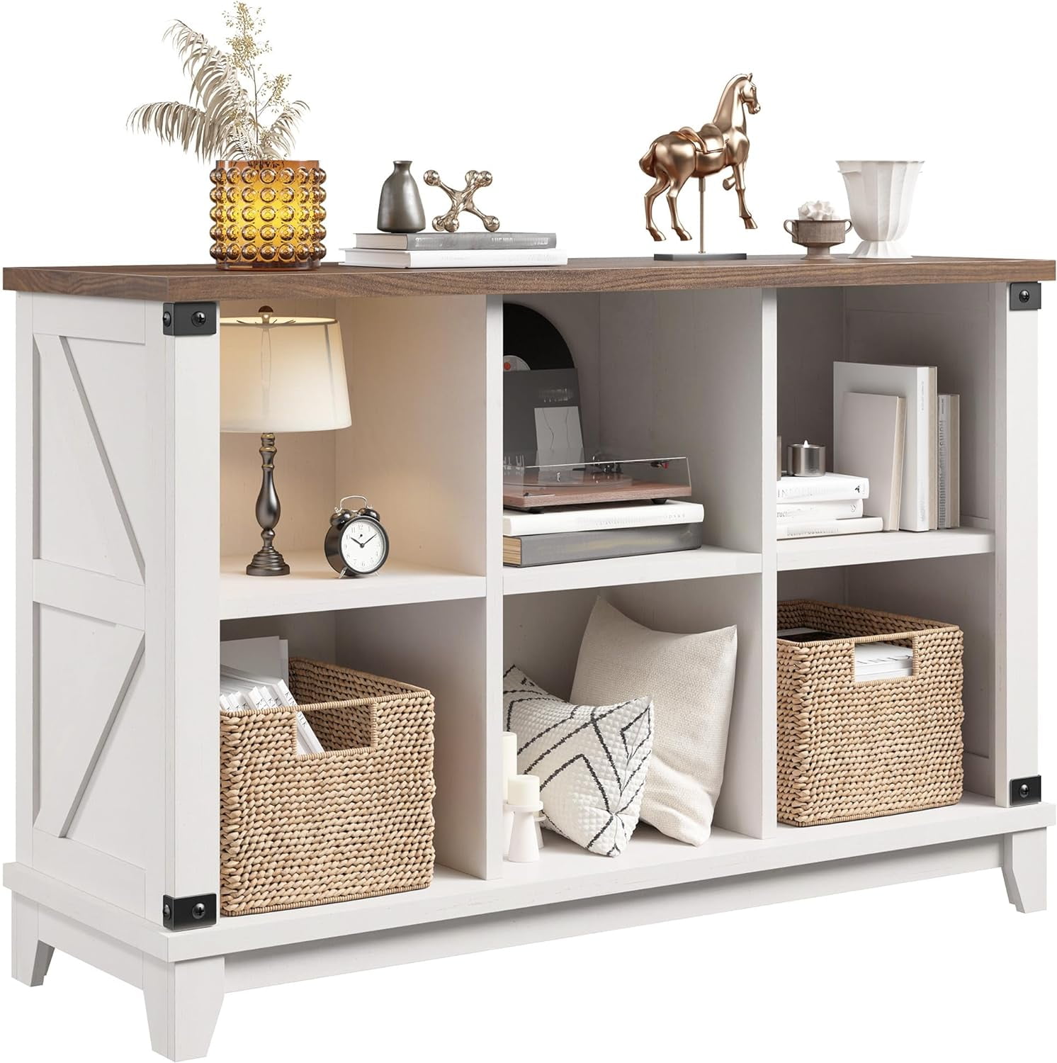 INDSUMOT 6 Cube Storage Organizer and Shelf, White Bookshelf with ...