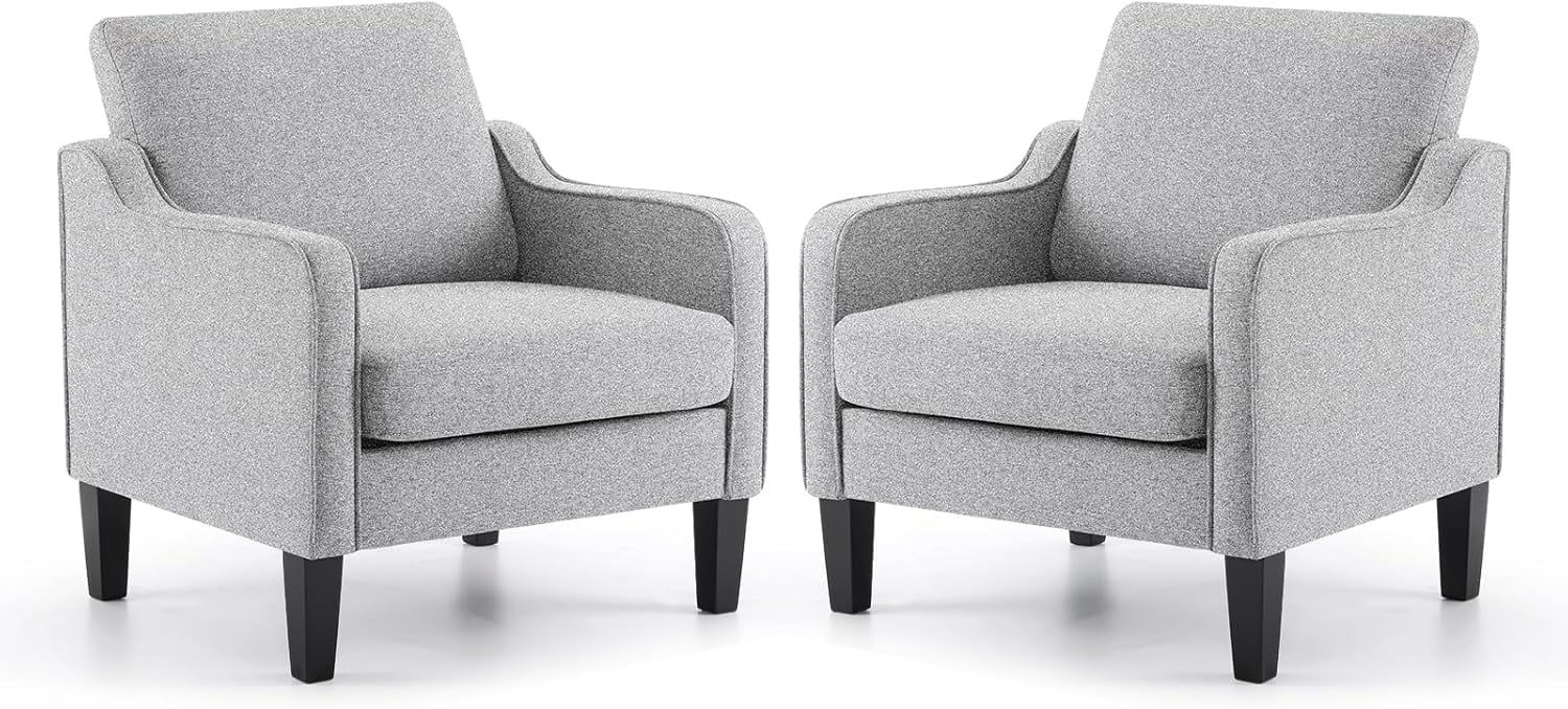 INDSUMOT Accent Chairs Set of 2 Gray Living Room Chairs Reading Chair ...