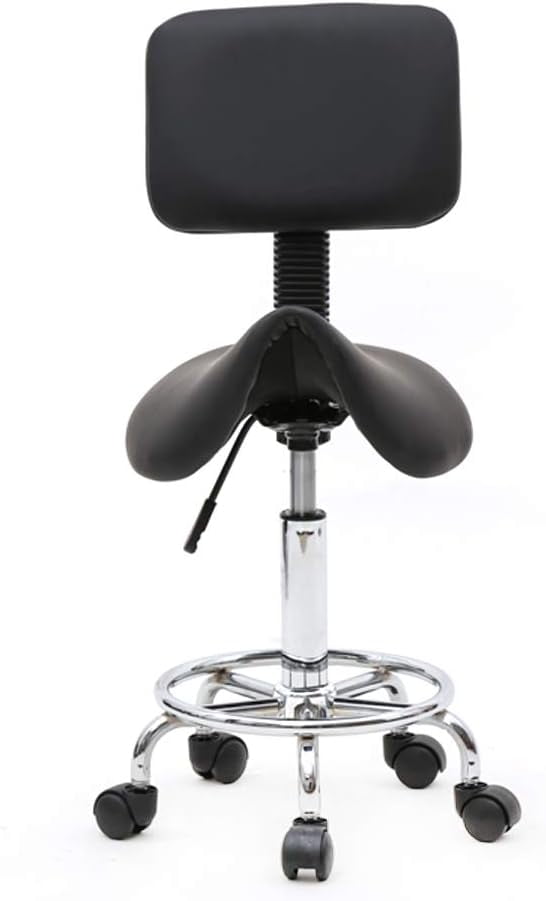 INDSUMOT Bar Stool with Back Adjustable Height Salon Rolling Saddle ...