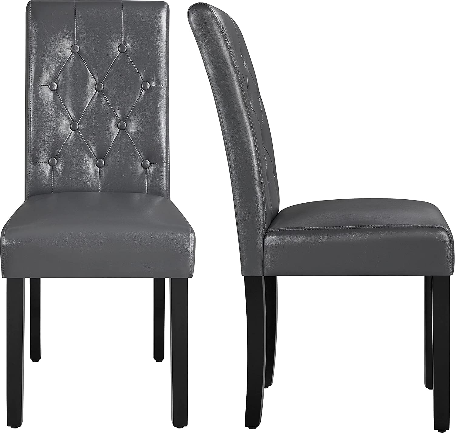 INDSUMOT Button Tufted Dining Chairs Parsons Chair Set of 2, Faux ...