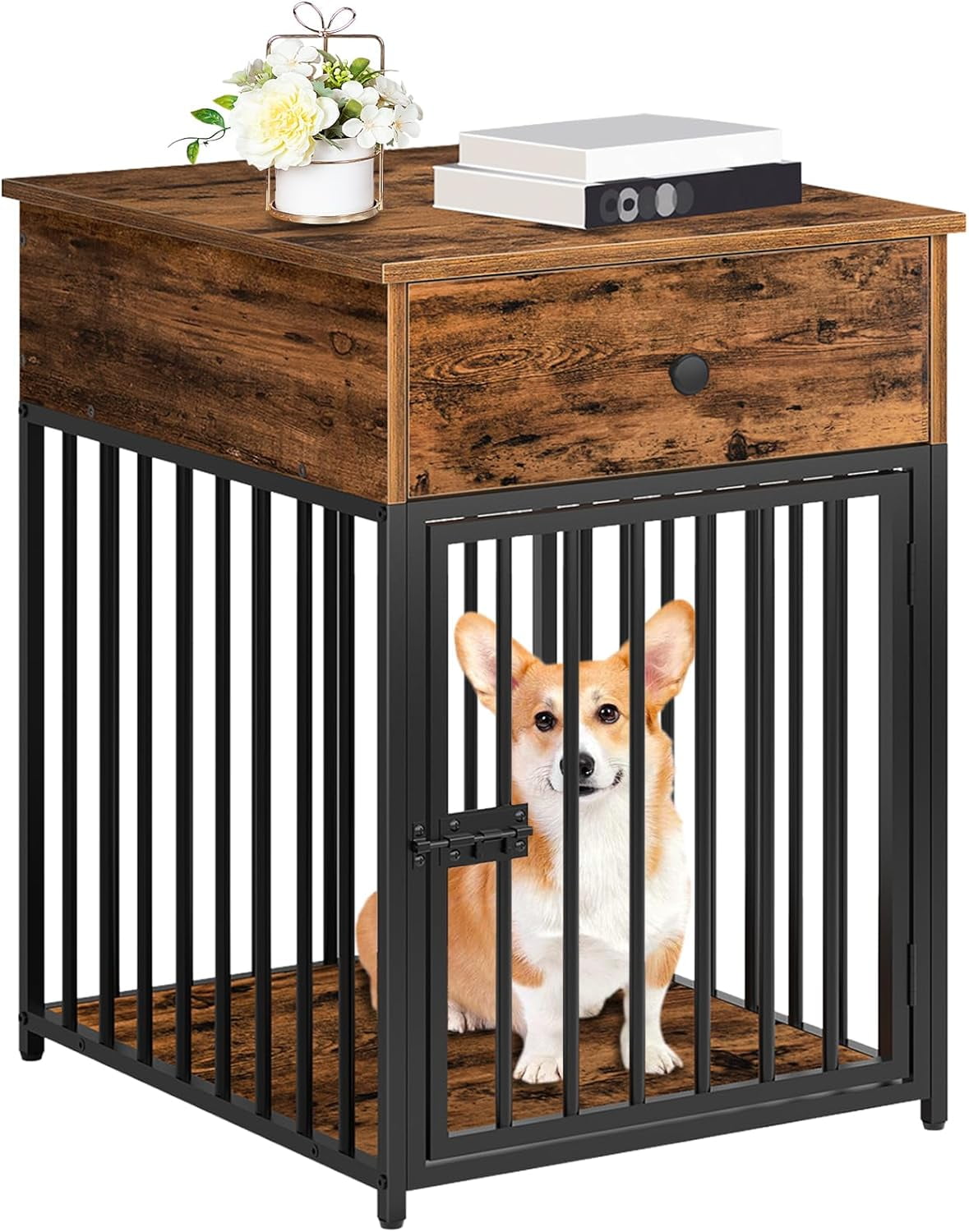 INDSUMOT Dog Crate Furniture, Wooden Dog House, Decorative Dog Kennel ...