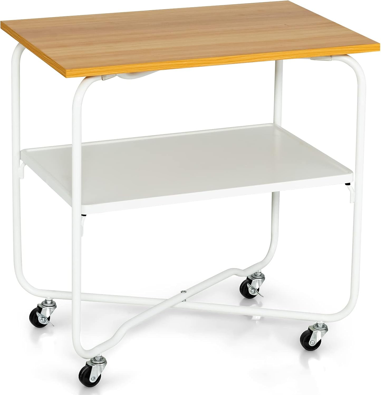 INDSUMOT End Table with Wheels, 2-Tier Rolling Side Table with Storage ...