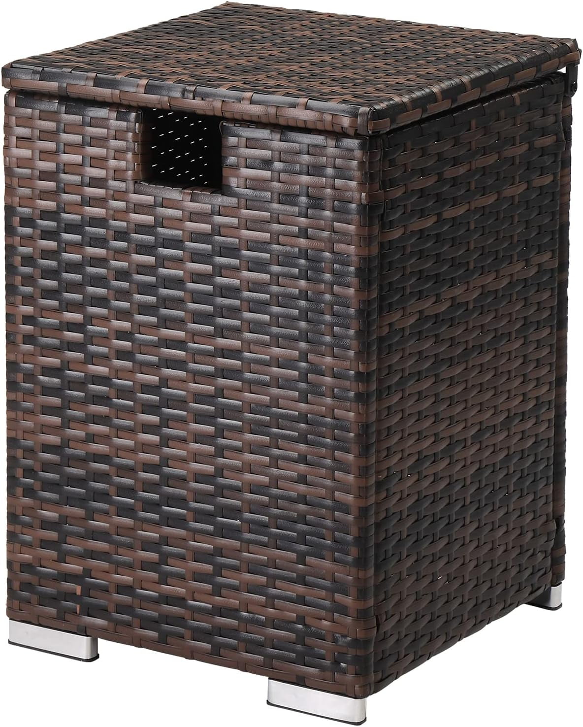 INDSUMOT Gas Tank Storage Box, 15.7in Wicker Propane Tank Cover Table ...