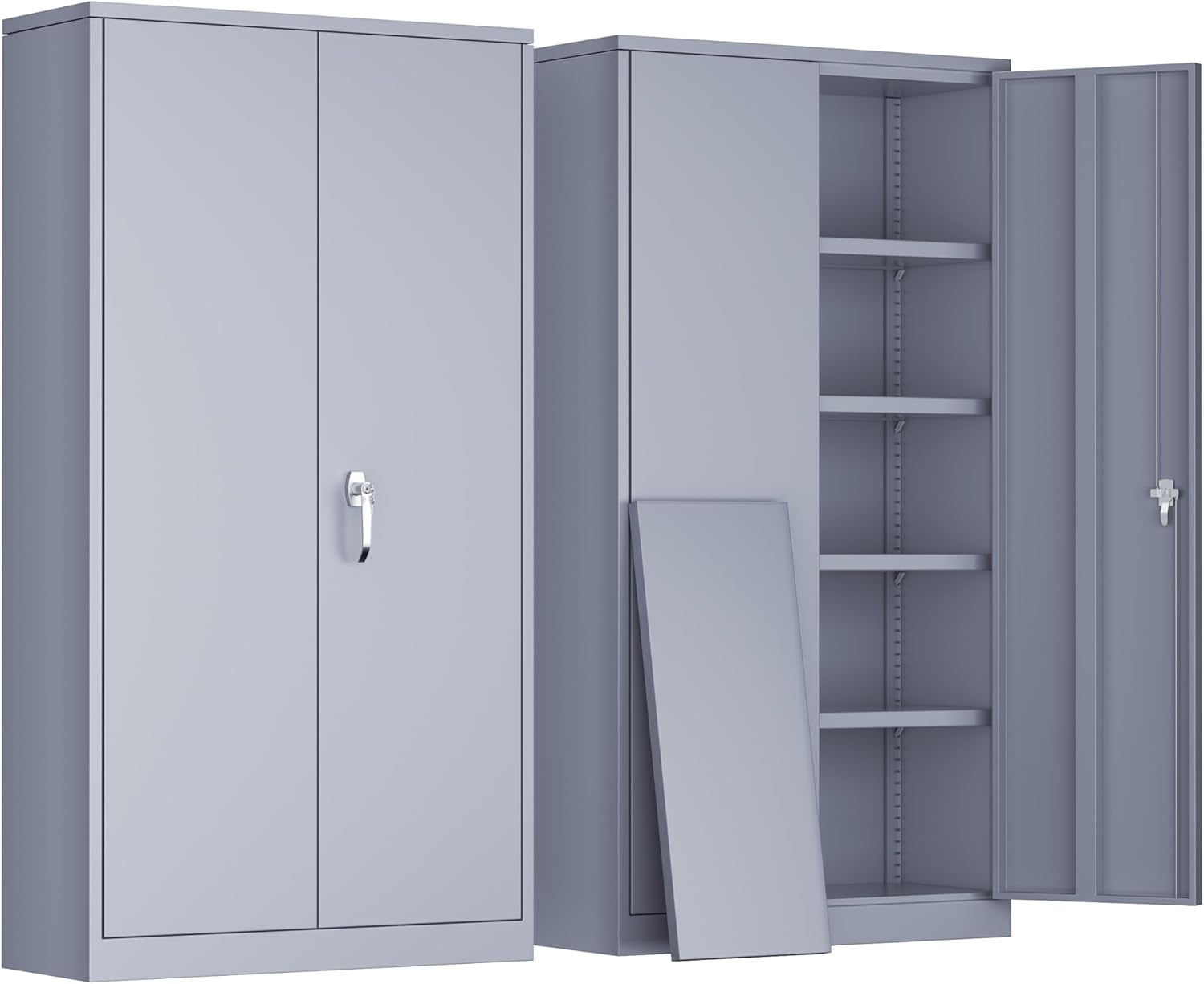 INDSUMOT Metal Storage Cabinet, Locking Steel Cabinet with 2 Doors and ...