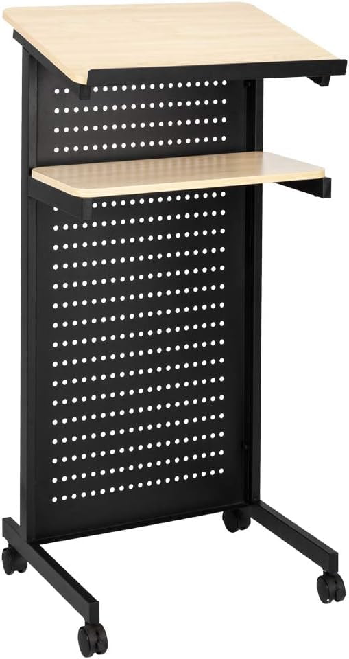 INDSUMOT Mobile Wheeled Lectern Standing Podium, Portable Lecture ...