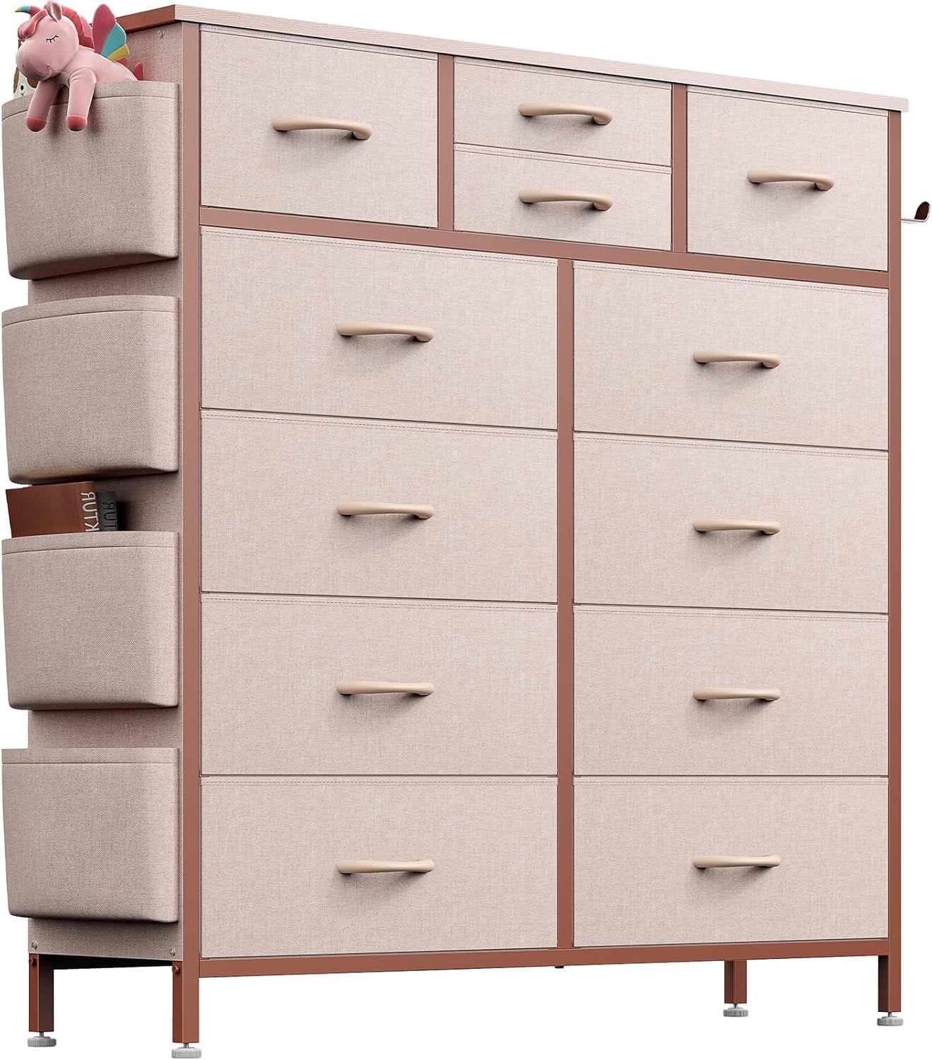 INDSUMOT Pink Dresser for Bedroom with 12 Drawers, Tall Dresser Chest ...