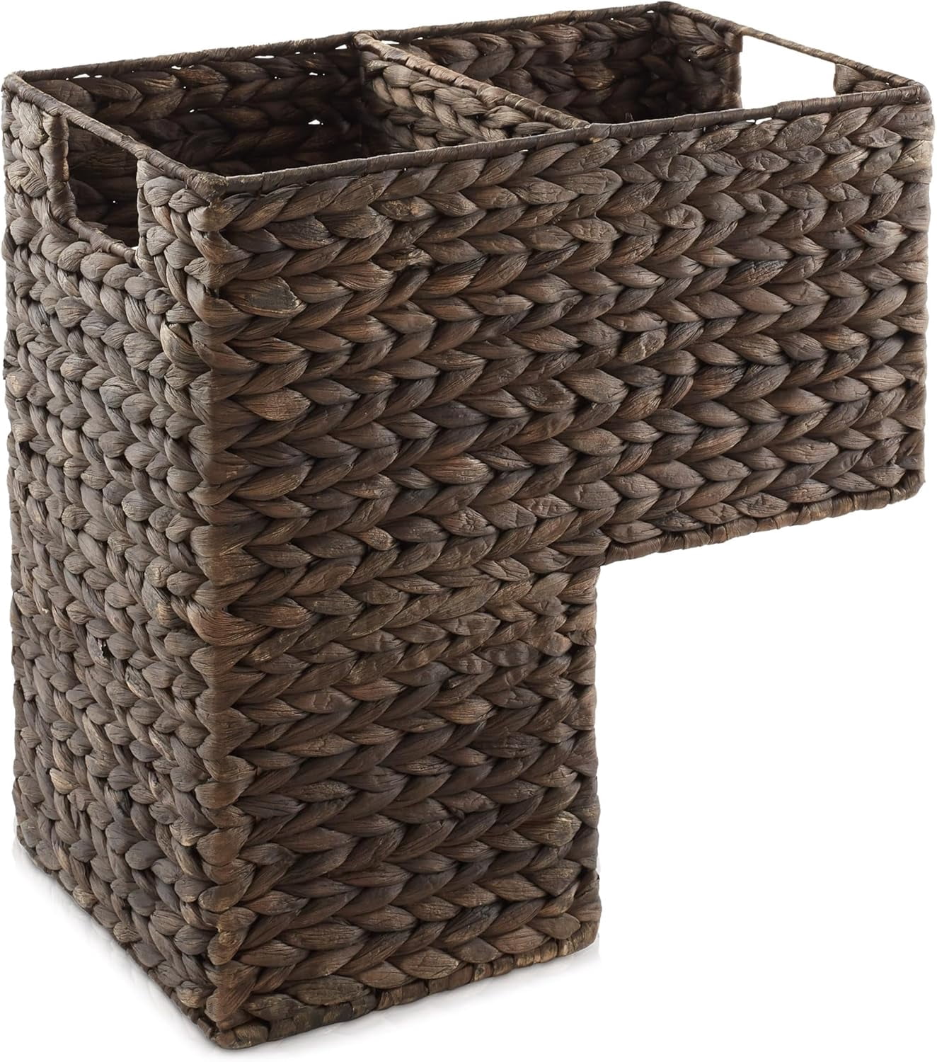 INDSUMOT Stair Step Basket with Handles, Espresso - Woven Water ...