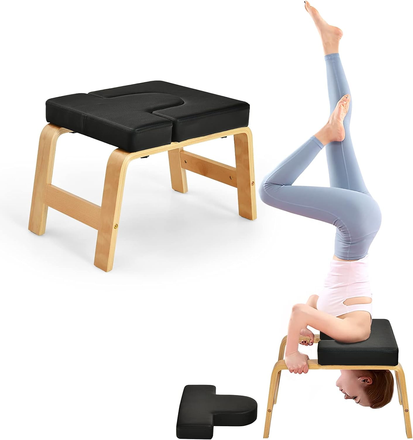 INDSUMOT Yoga Headstand Bench, Upside Down Chair for Balance Training ...