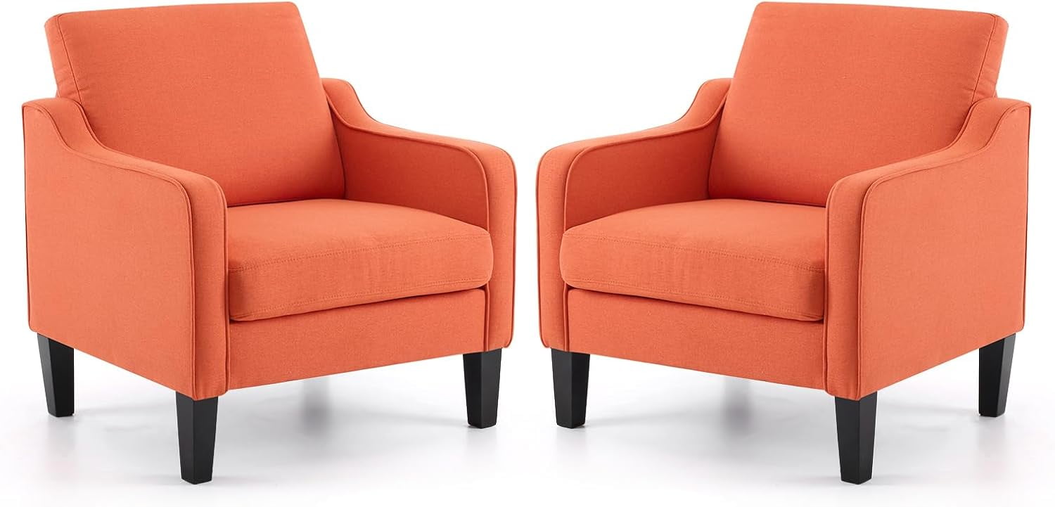 INDSUMOTAccent Chairs Set of 2 Living Room Chairs Burnt Orange Reading ...