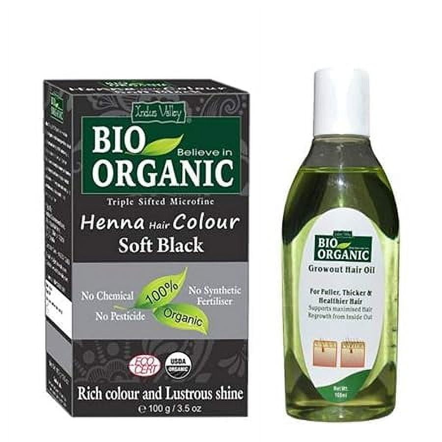 INDUS VALLEY Bio Organic Soft Black Henna Hair Color with Hair growout ...