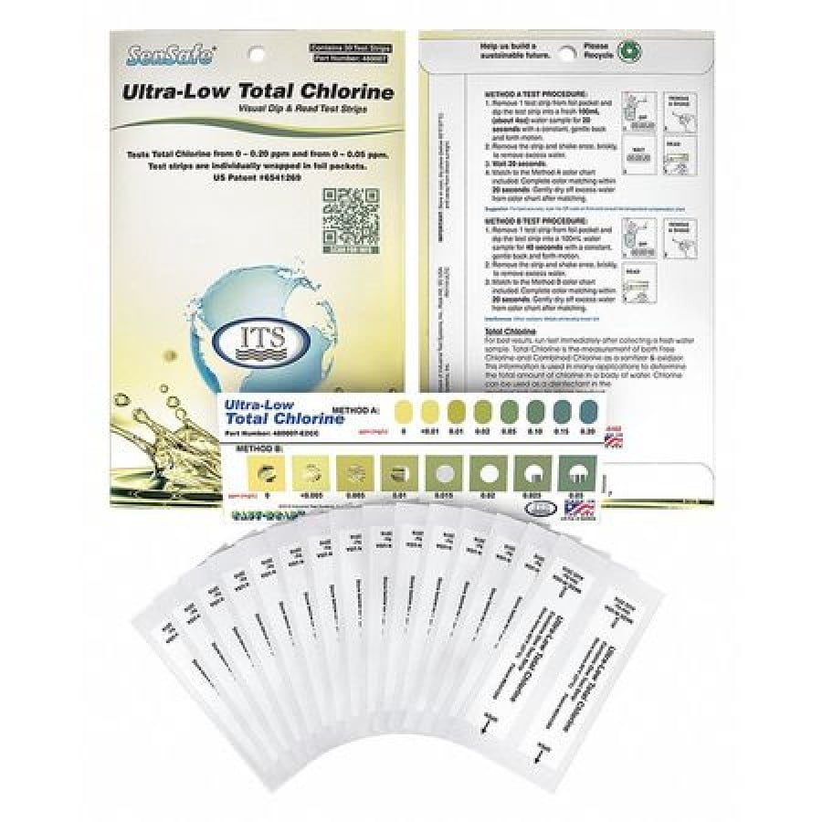 INDUSTRIAL TEST SYSTEMS 480007 Test Strip,Ultra-Low Total Chlorine,PK30 ...
