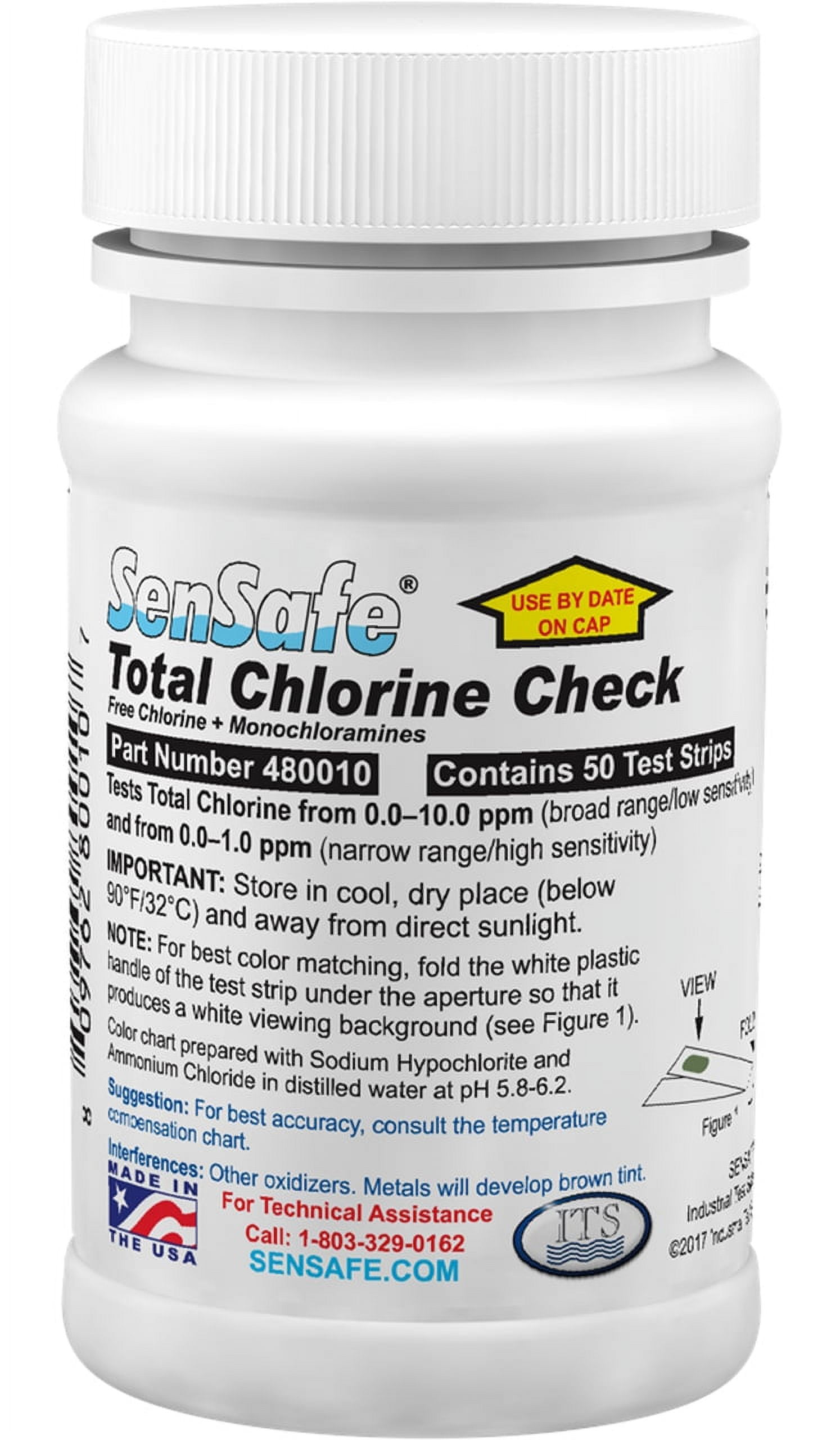 INDUSTRIAL TEST SYSTEMS 480010 Test Strips,Total Chlorine,0-10ppm,PK50 ...
