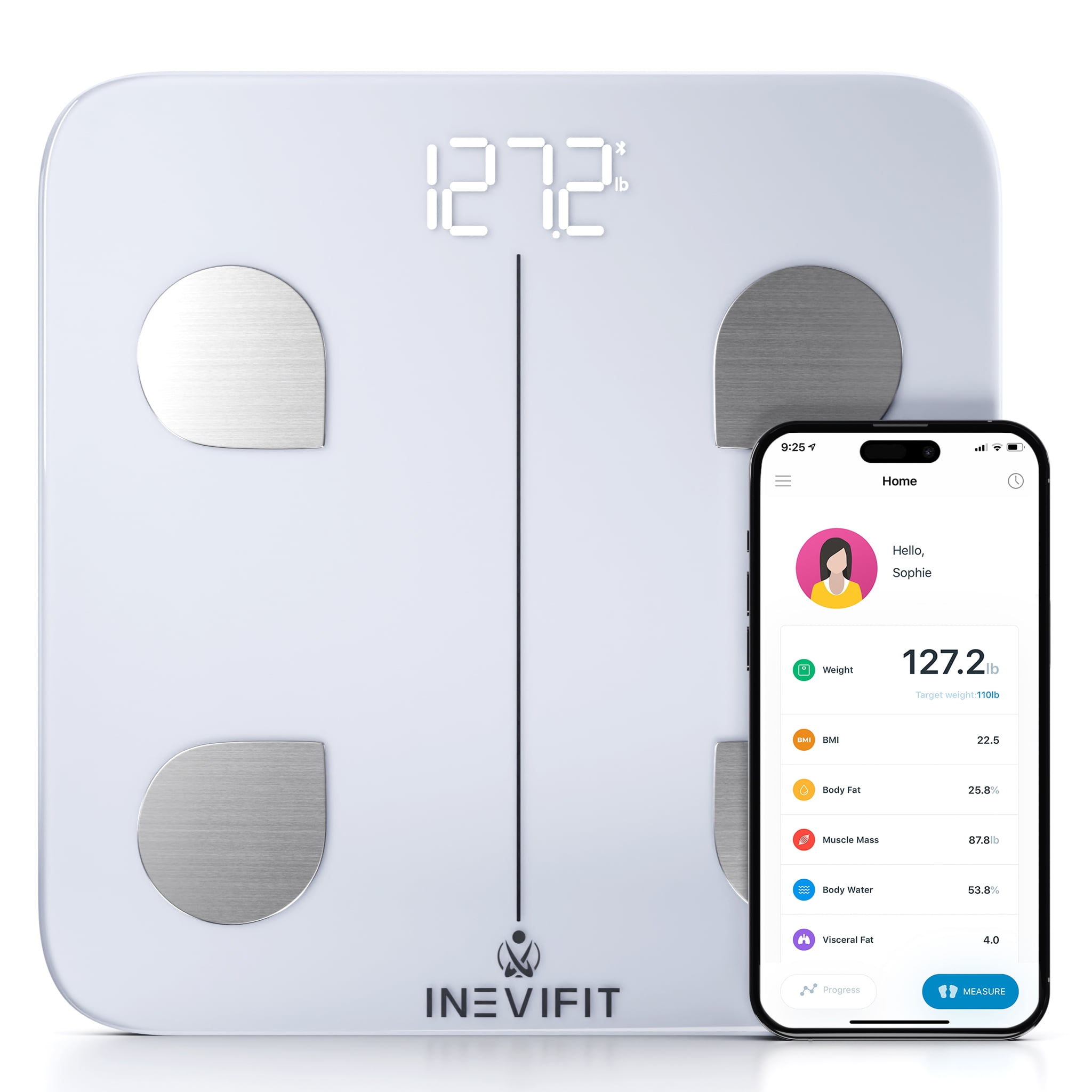 INEVIFIT Smart Body Composition Scale with Bluetooth and Free Tracking ...