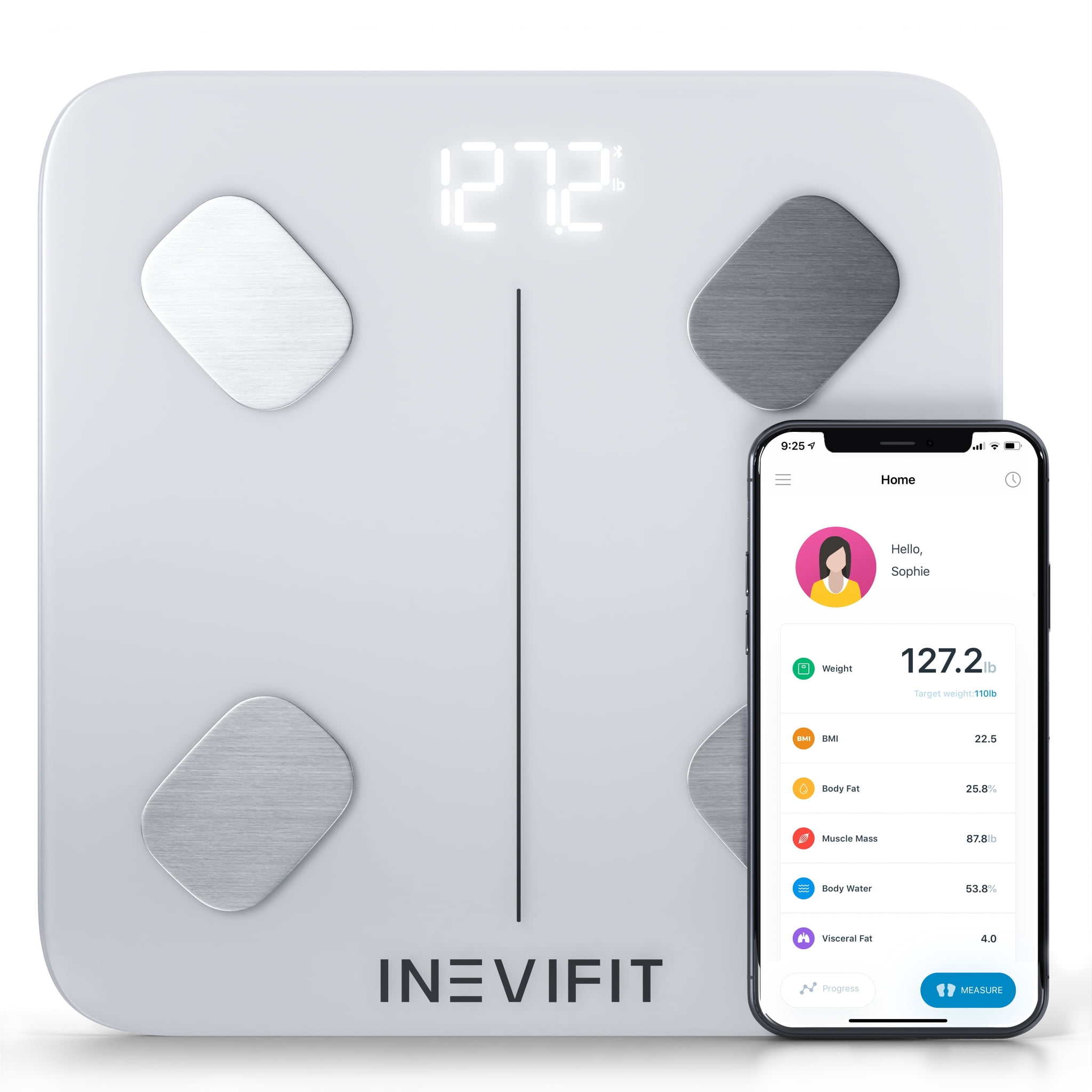 INEVIFIT Smart Body Fat Scale with Bluetooth and Free INEVIFIT APP ...