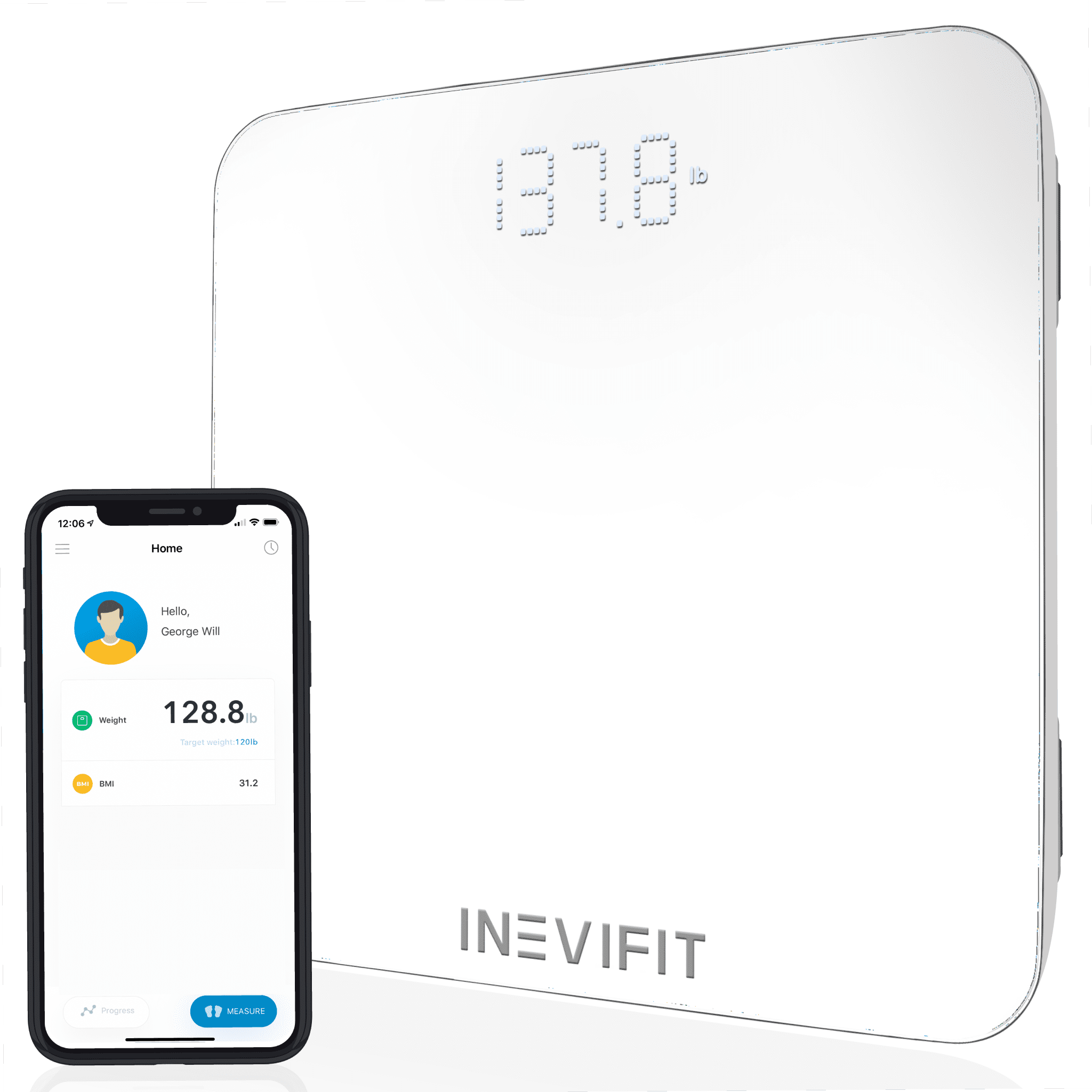 INEVIFIT Smart Premium Bathroom Scale with Bluetooth and Free Tracking ...