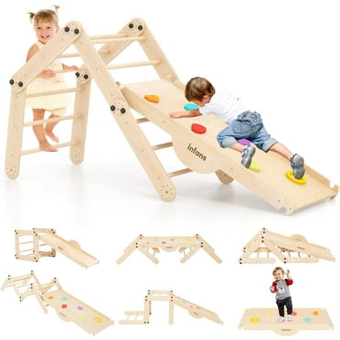 OLAKIDS Climbing Toys for Toddlers, 8 in 1 Foldable Wood Pikler ...