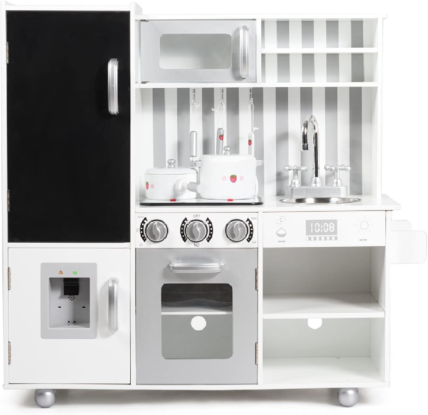 INFANS 2 in 1 Kids Play Kitchen and Restaurant, Double Sided Toddler ...