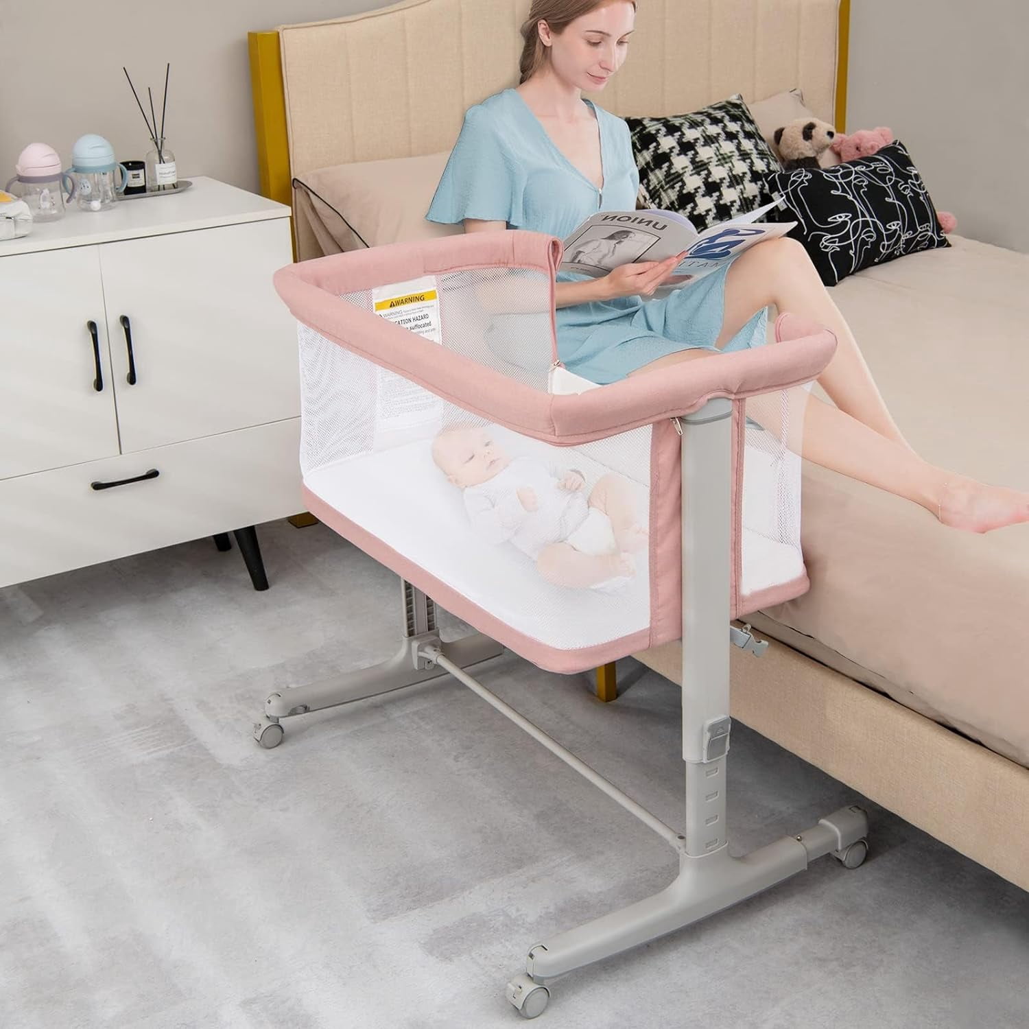 INFANS 3 in 1 Baby Bassinet, Bedside Sleeper for Newborn, Folding Crib ...