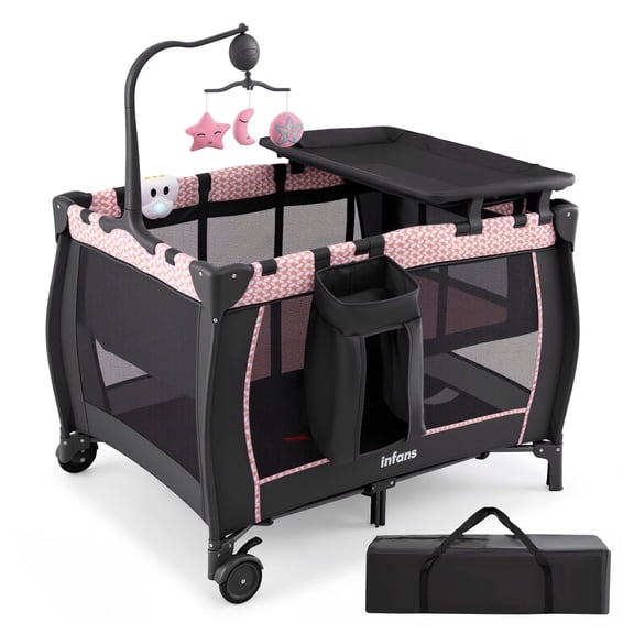 JOYMOR 5 in 1 Pack and Play with Changing Table, Portable Travel Crib ...