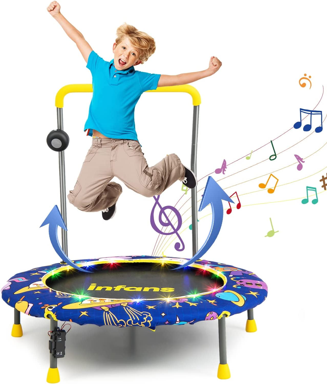 INFANS 36" Foldable Mini Trampoline with Bluetooth Audio LED Lights ...