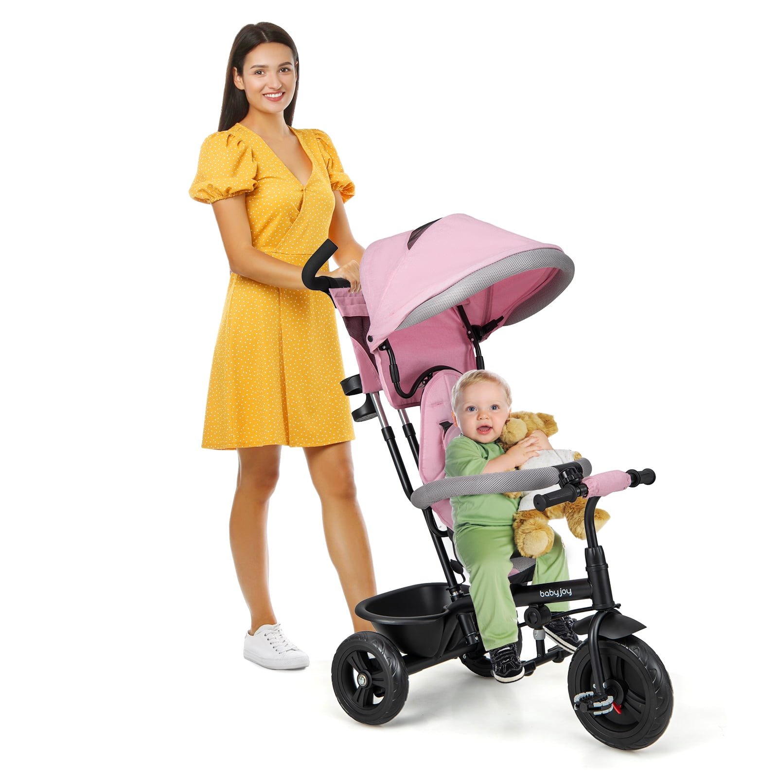 Infans 4-in-1 Multifunctional Tricycle Kids Trike w/ Removable Canopy ...