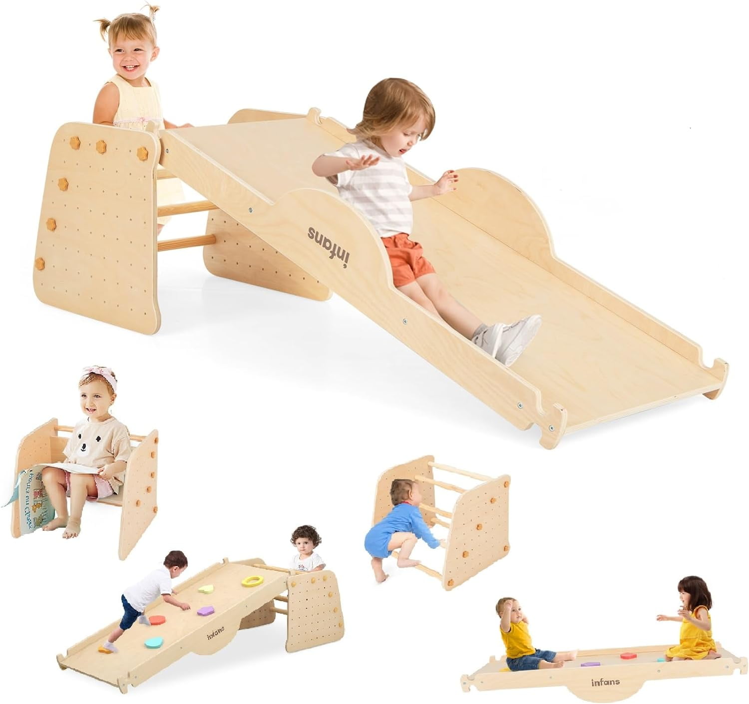 Free Shipping! INFANS 7 in 1 Climbing Toys for Toddlers, Upgrade Wooden ...