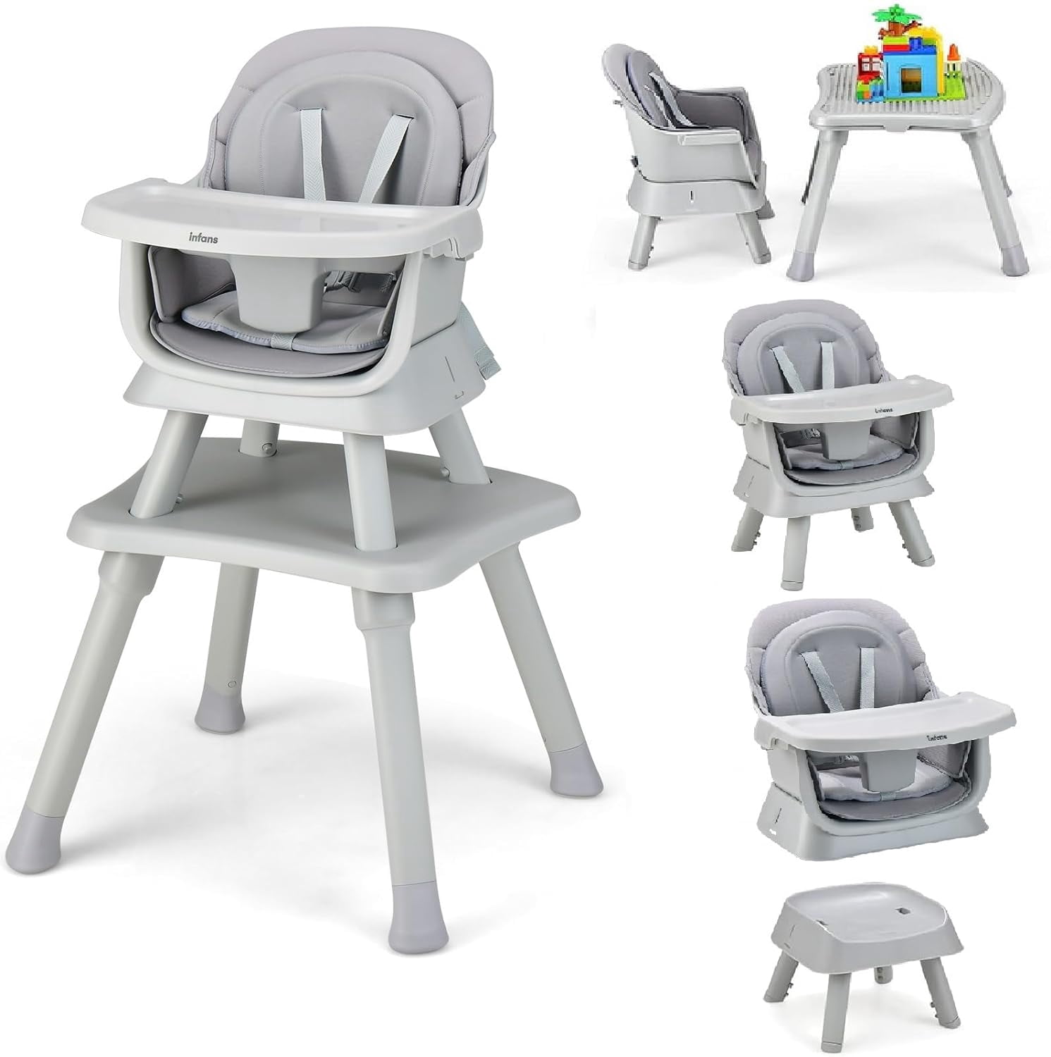 INFANS 8 in 1 Baby High Chair, Convertible Highchair for Babies and ...