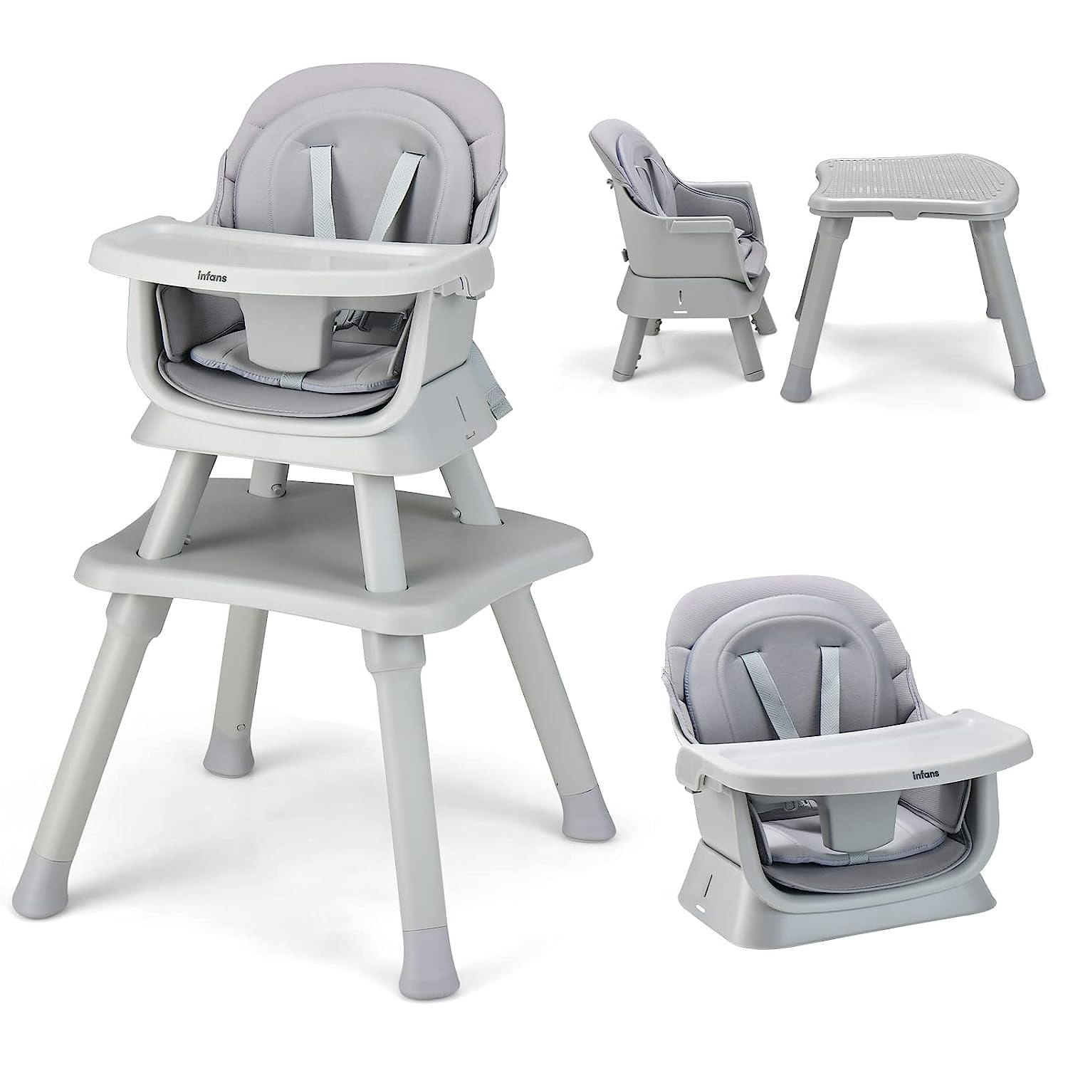 INFANS 8-in-1 Baby Highchair, Convertible for Infants/Toddlers with ...