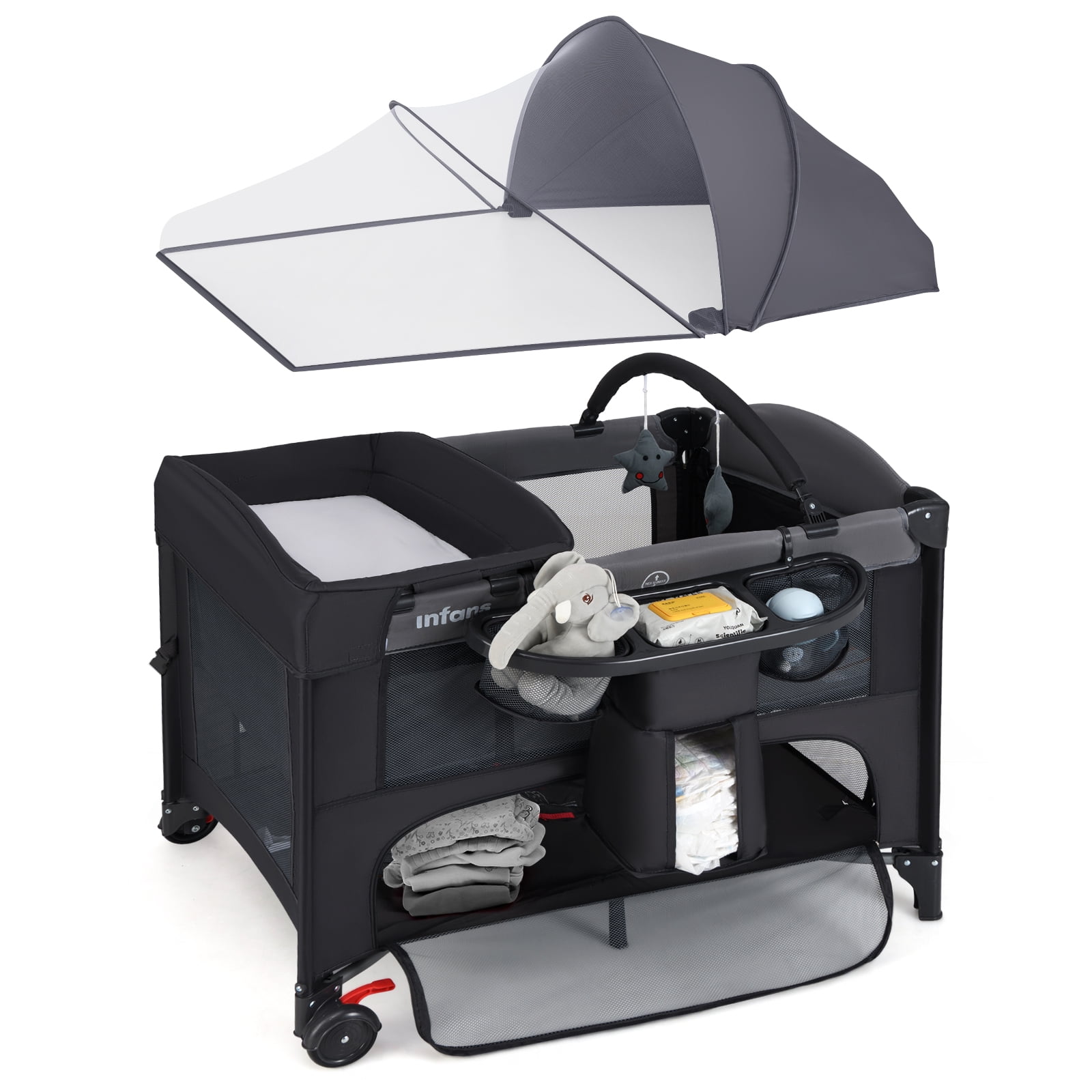 INFANS Baby Bassinet, 4 in 1 Nursery Center Pack and Play Baby Playard ...