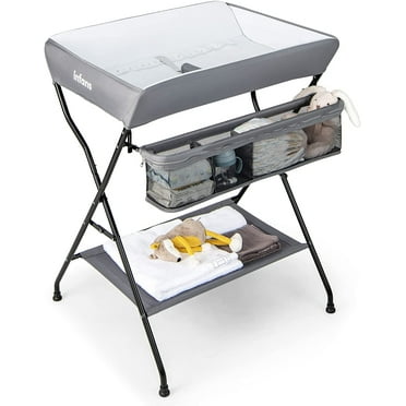 Delta Children Hayes Changing Table with Fabric Bins, Bianca White/Flax ...