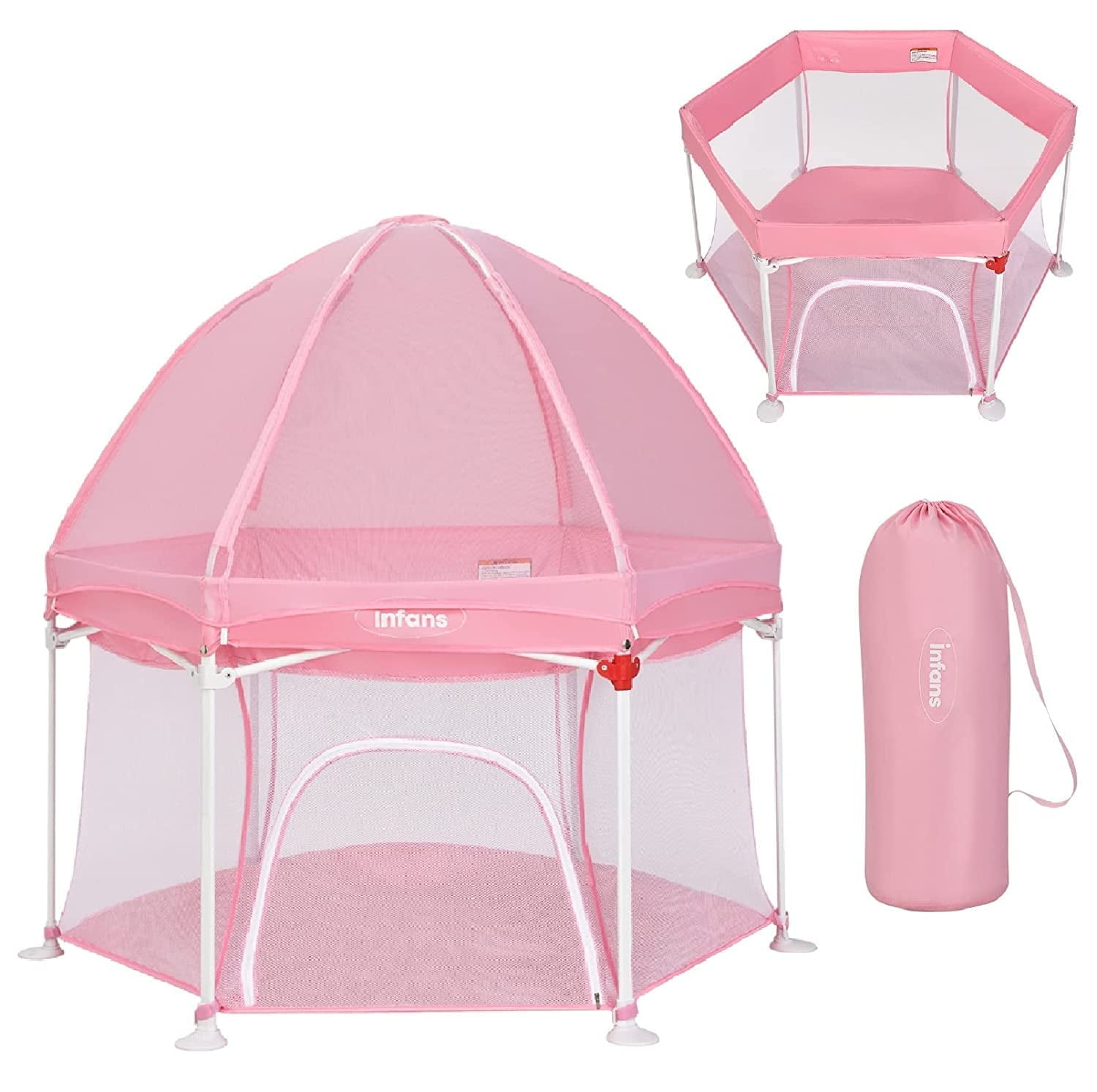 "INFANS Outdoor Baby Playpen, Portable 53"" Kids Playhouse with UV ...