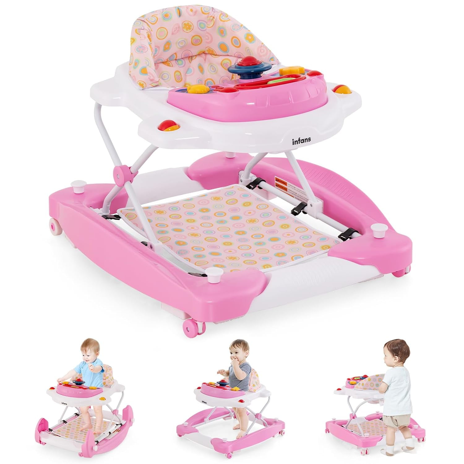 INFANS 6 in 1 Baby Walker: Chair, Bouncer, Jumper, Adjustable, Foldable ...