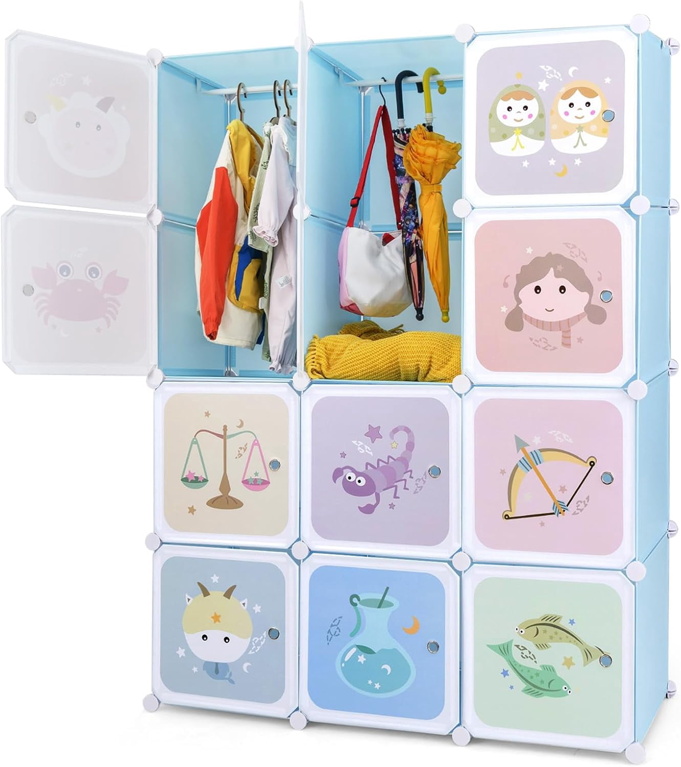 INFANS Children Wardrobe, Kid Closet Portable Baby Dresser Cute for ...