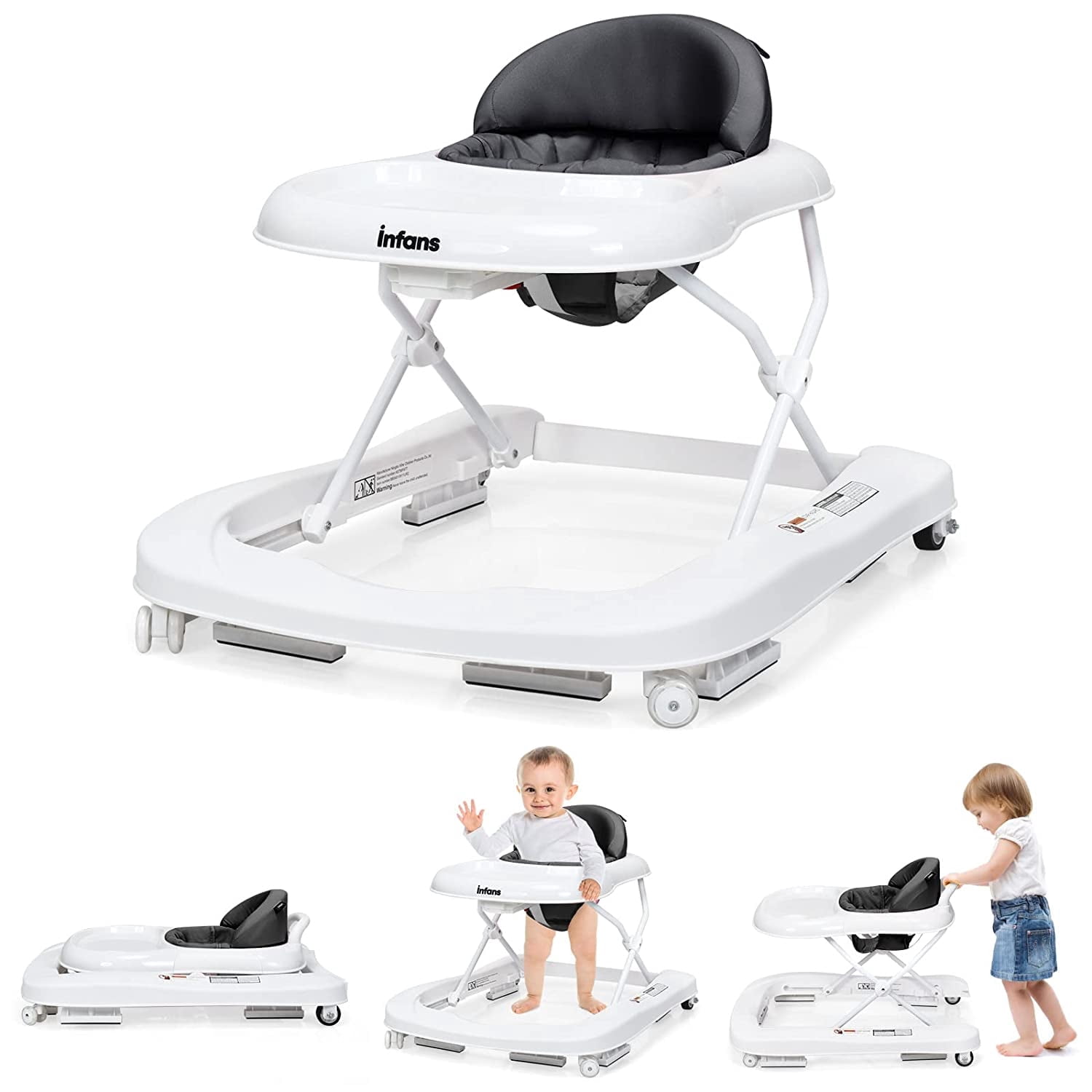 OLAKIDS Foldable Baby Walker, 3 in 1 Toddler Walker Learning-Seated ...