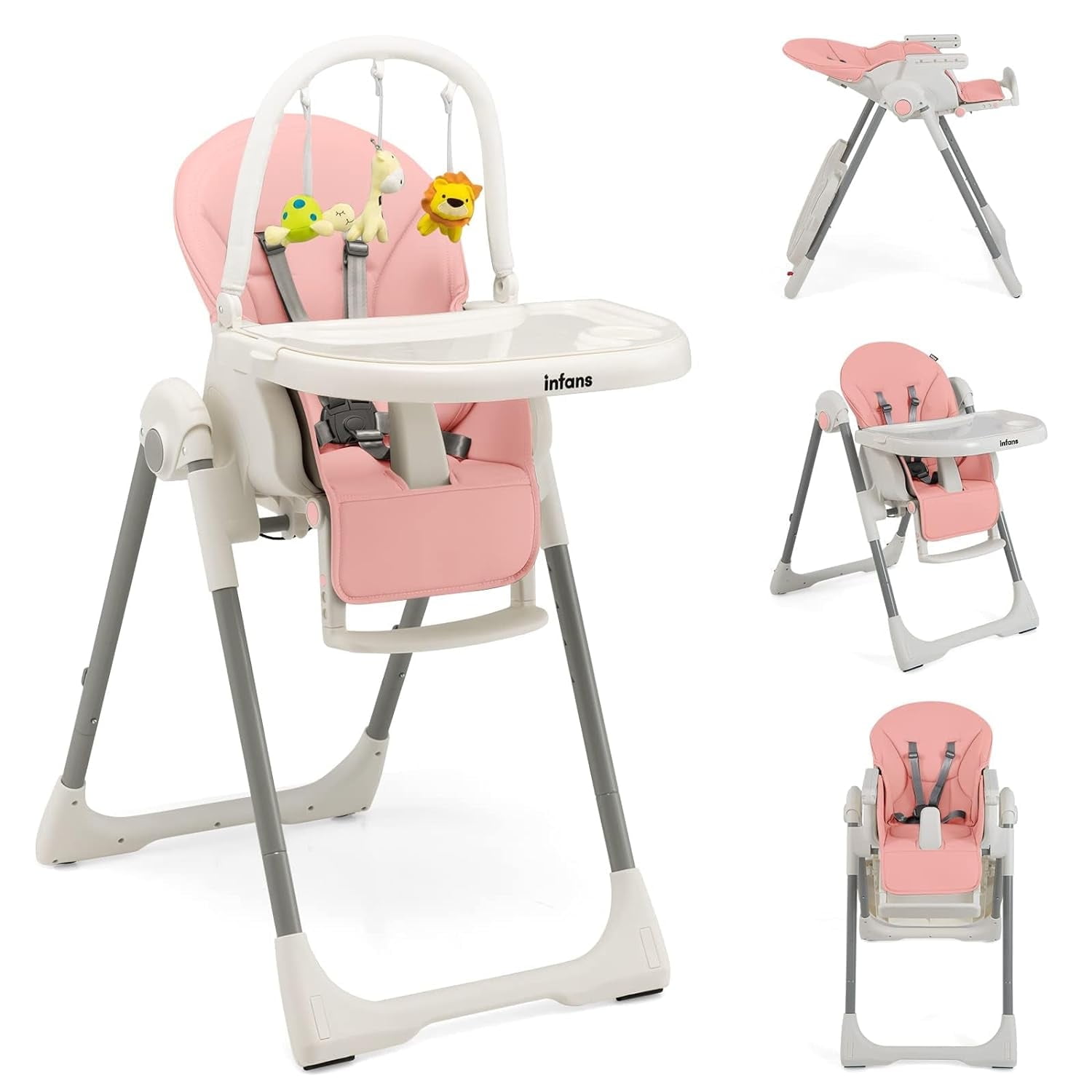 OLAKIDS High Chair for Babies and Toddlers, Foldable Highchair with 7 ...