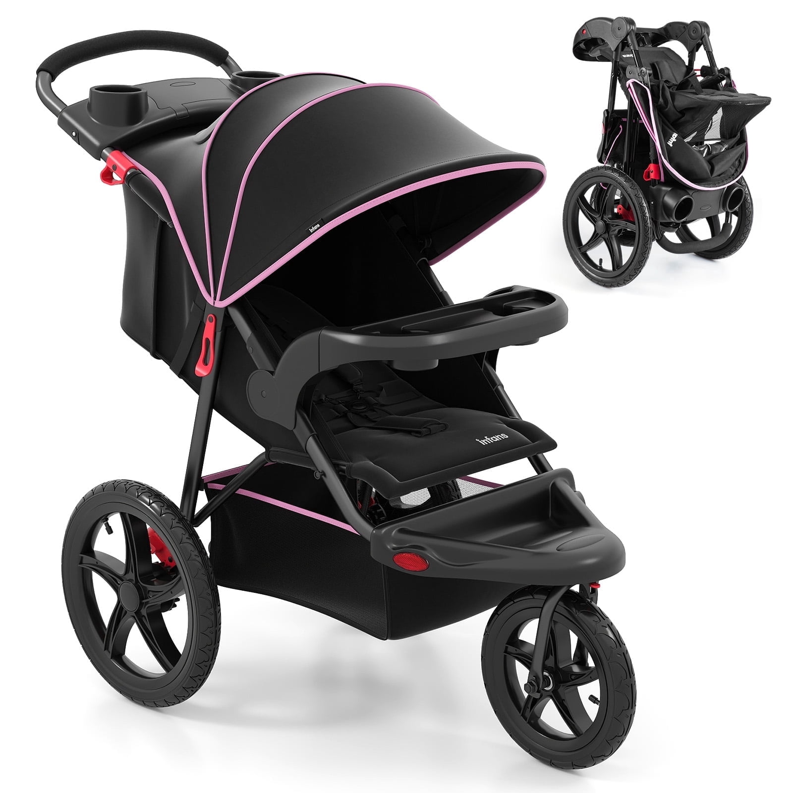 INFANS Jogging Stroller, Jogger Travel System with Shock Absorbing ...