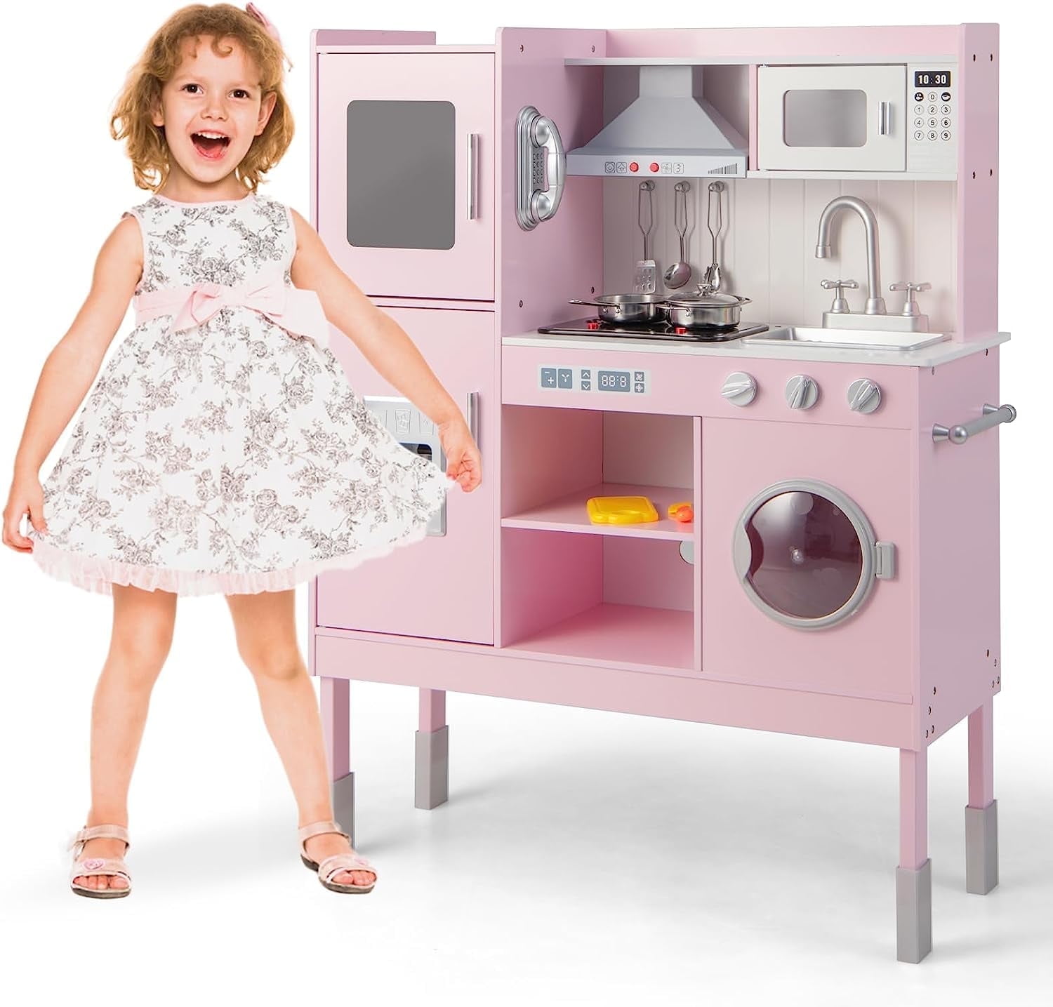 Free Shipping! INFANS Kids Kitchen Playset, Toddler Wooden Pretend ...